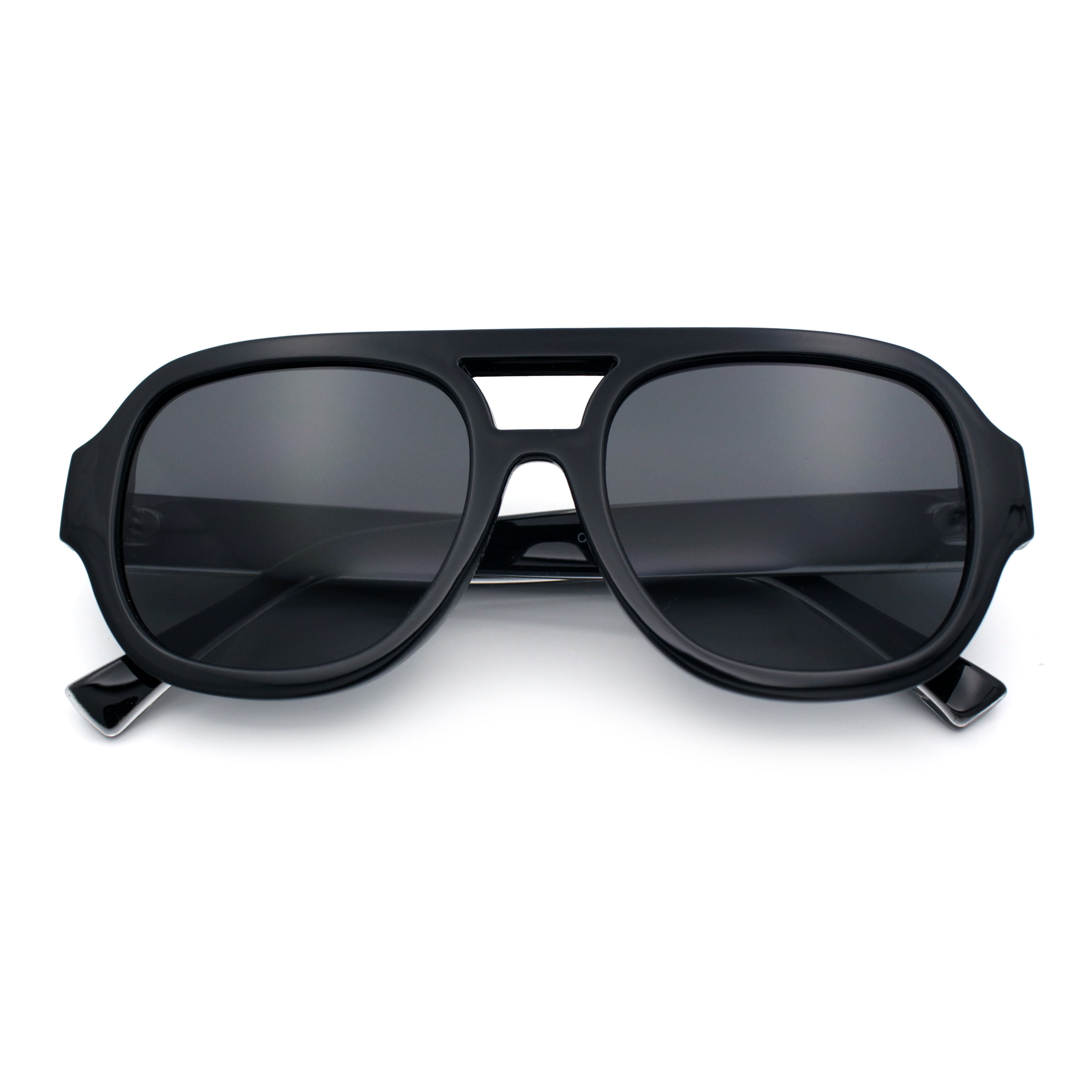 Iconic Classy Luxe Thick Metal Core Arm Racer Sunglasses All Black ...