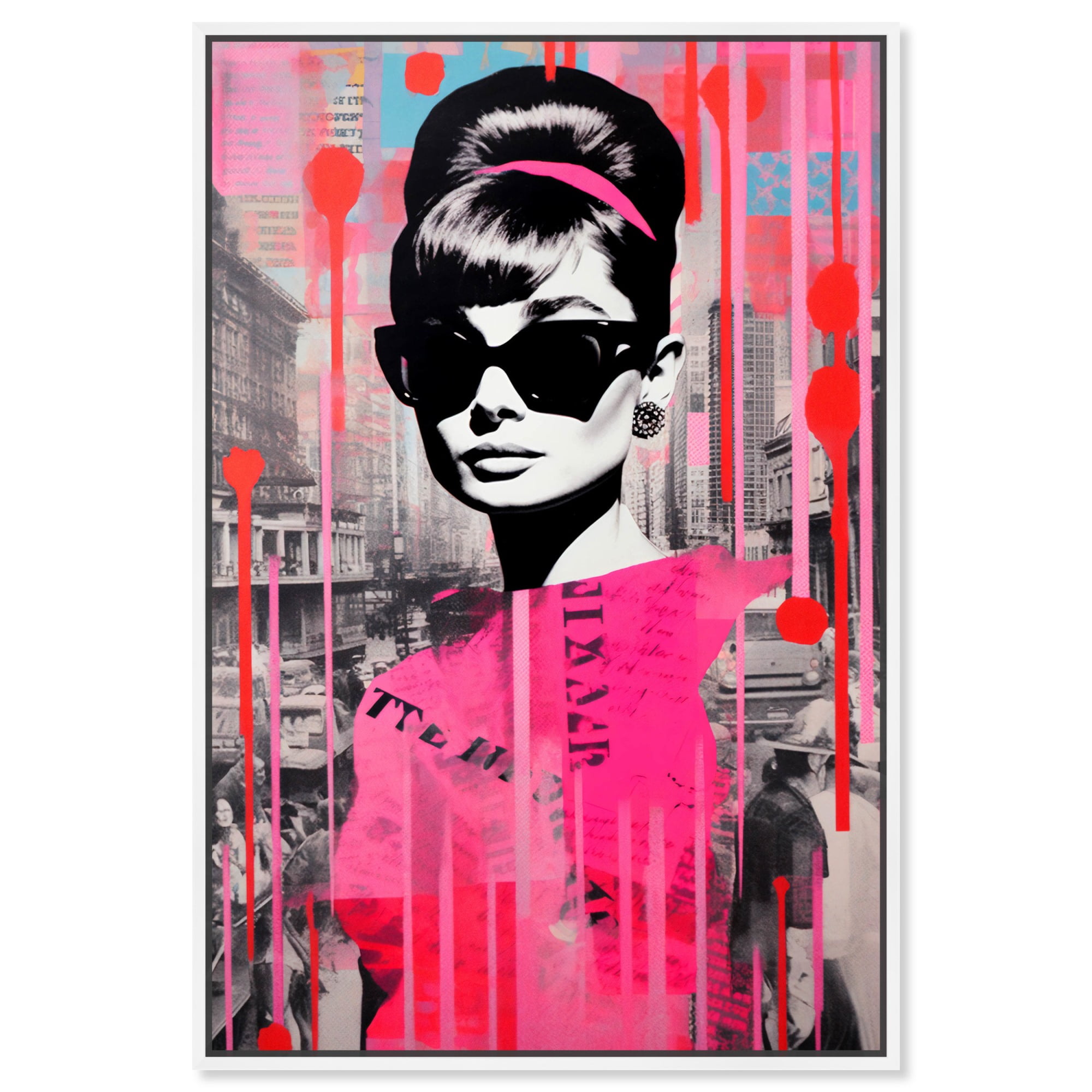 Iconic Collage Style Canvas Retro Art Prints by Art Remedy, White Frame ...