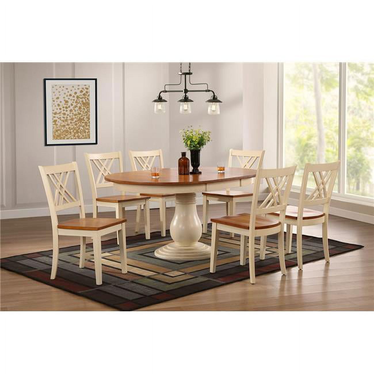 Iconic Furniture 45 x 45 x 63 in. Antiqued Caramel Biscotti Double X-Back 7-Piece Bella Dining ...