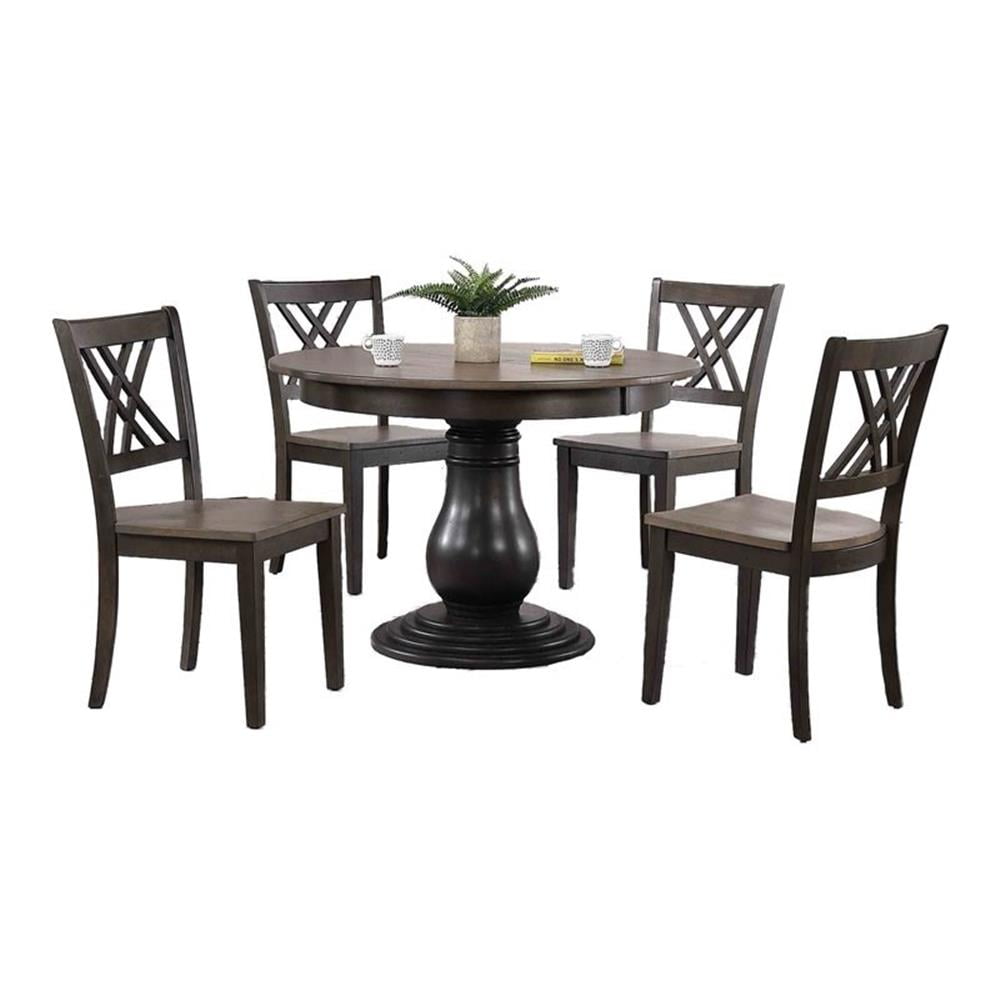 Iconic Furniture Company 5-Pc Double X Wood Bella Dining Set in Gray/Black Stone - Walmart.com