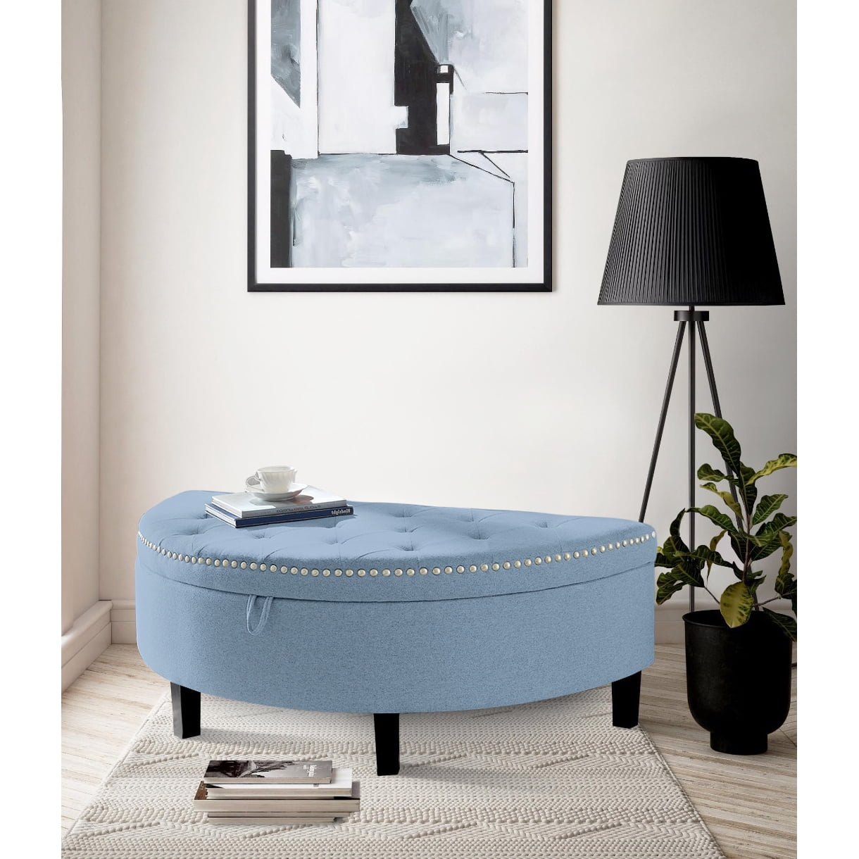 Iconic Home Sarah Linen Modern Contemporary Button Tufted Gold Nailhead ...
