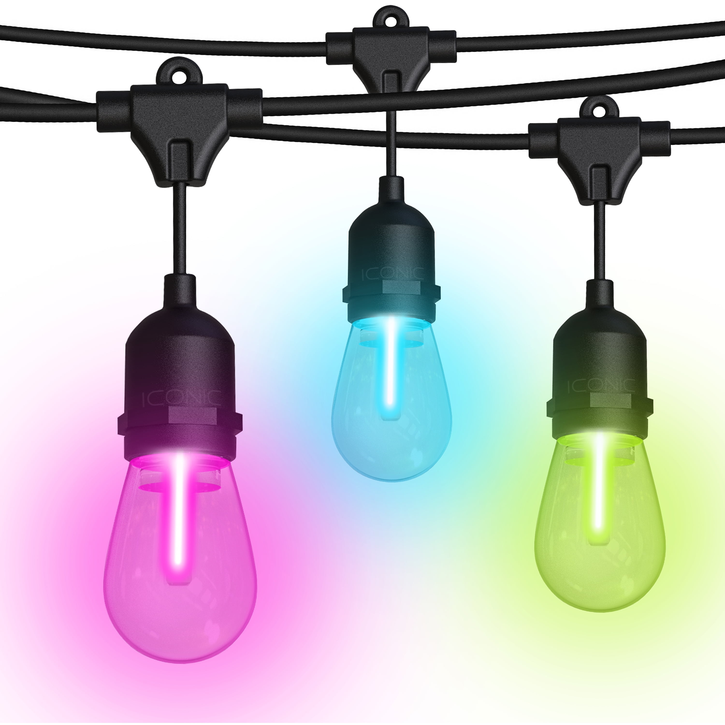 Iconic LED Outdoor String Lights, 25 ft. LED String Lights with 2 ...