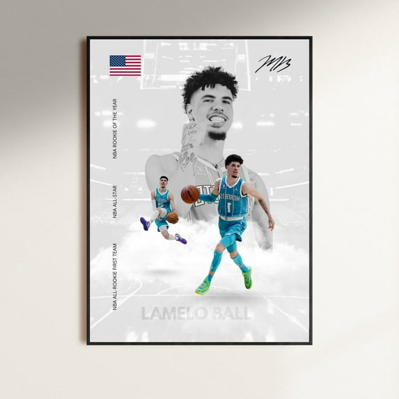 Iconic LaMelo Ball Basketball Star Sports Wall Art Size 24x36 Unframed ...