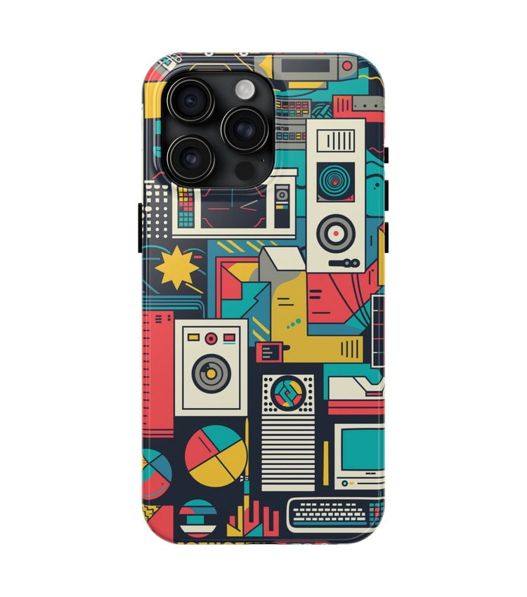 Iconic Patterns Retro 80s 90s Nostalgia Heavy-Duty Protective Case for ...