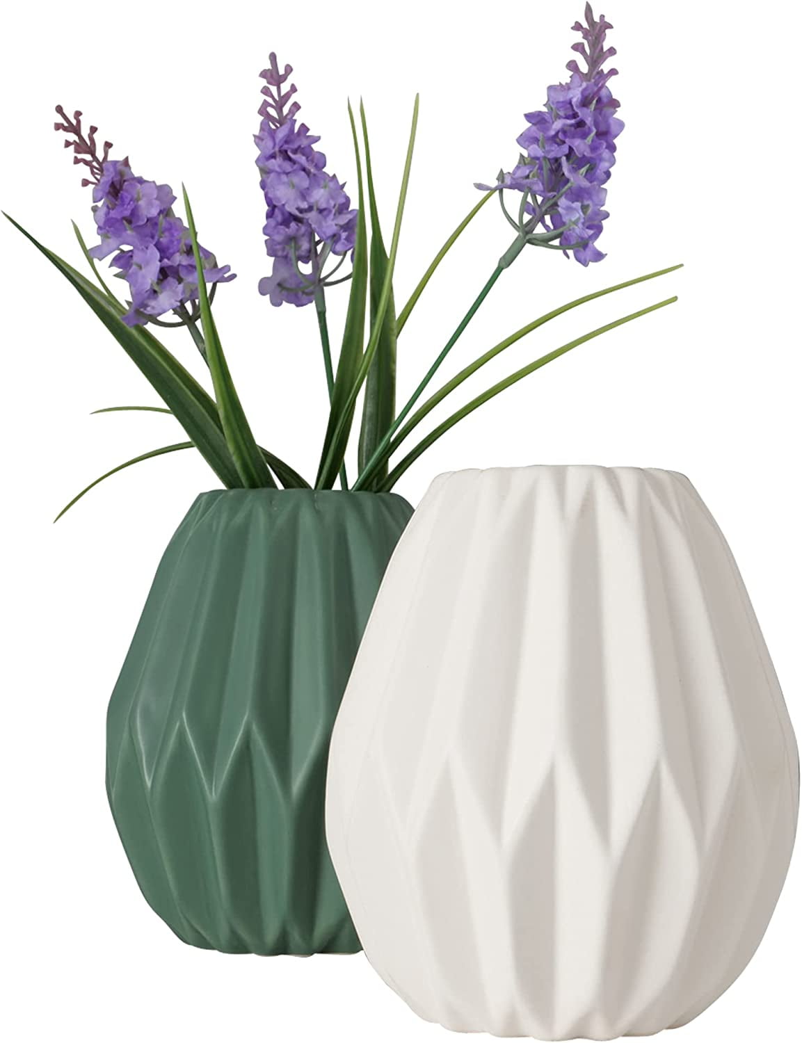 Iconic Scandi Baby Vases, Set of 2, Pale Green and White, Geometric ...