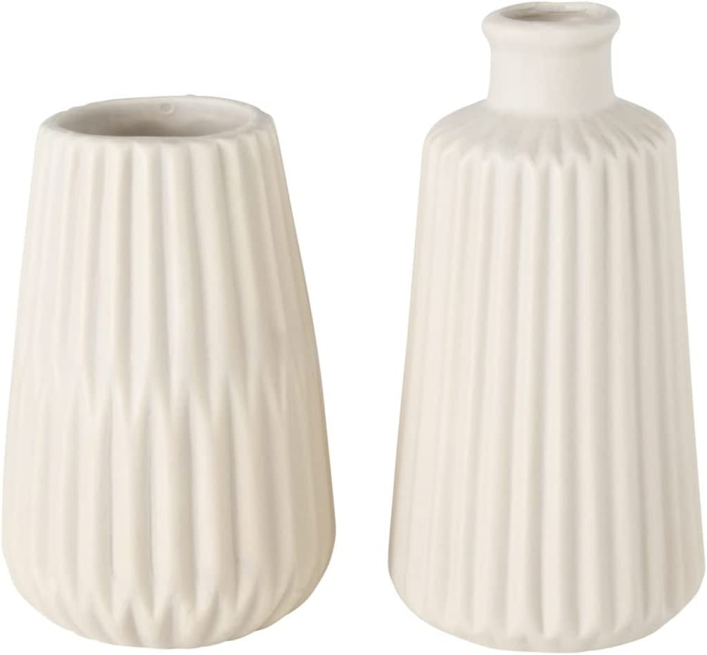 Iconic Scandi Vase 2 Piece Set, Beige, Matte Finish Glaze, Water-tight ...