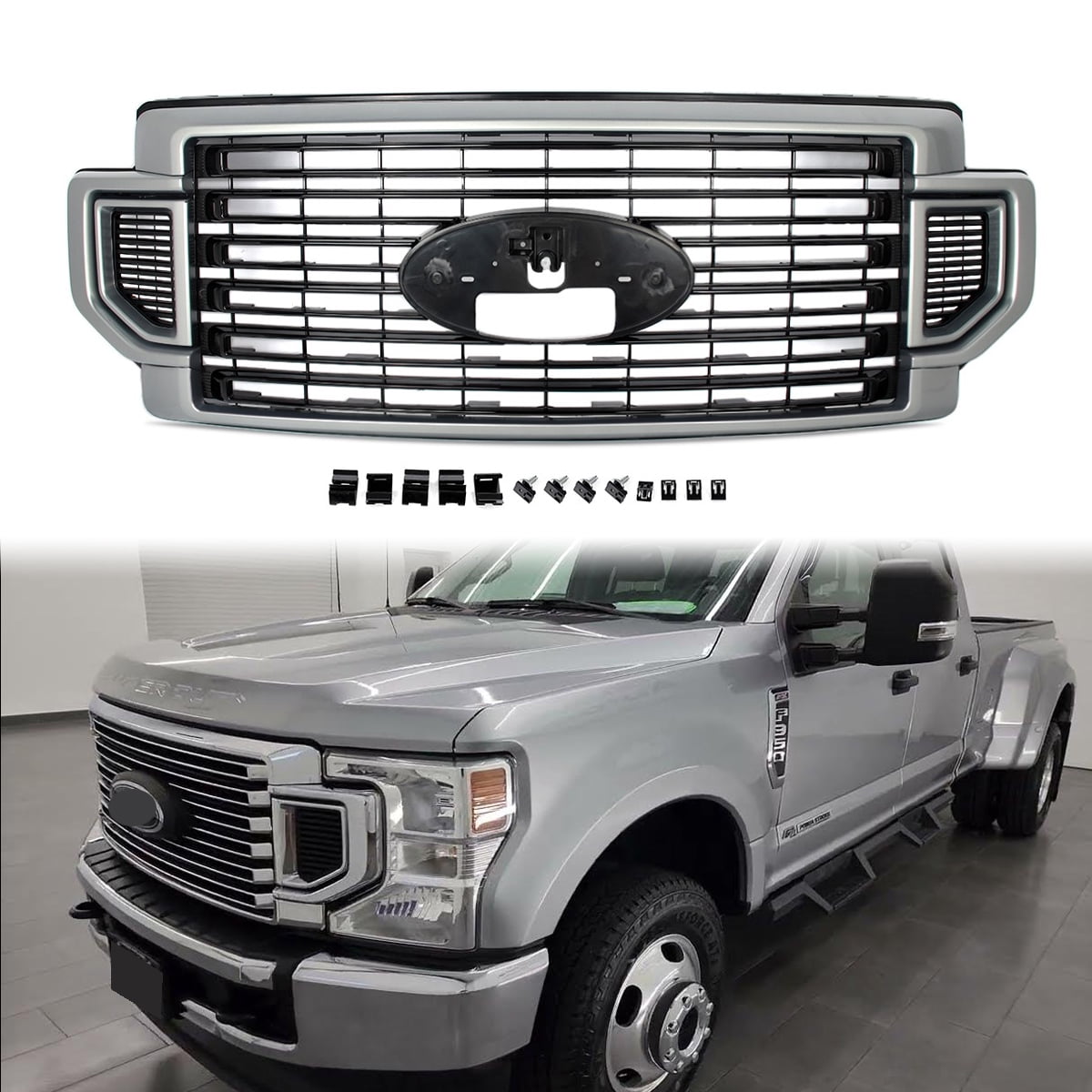 Iconic Silver Front Grille Grill For 2020-2022 Ford F250 F350 F450 ...