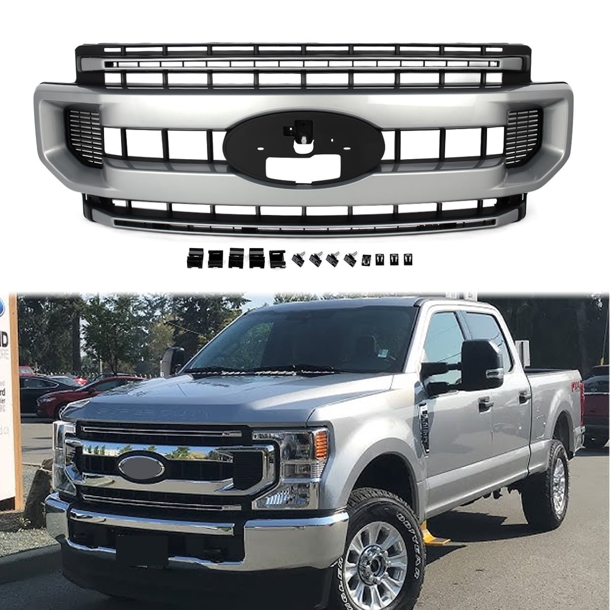 Iconic Sliver XLT Style Front Bumper Grille Grill For 2020-2022 Ford ...