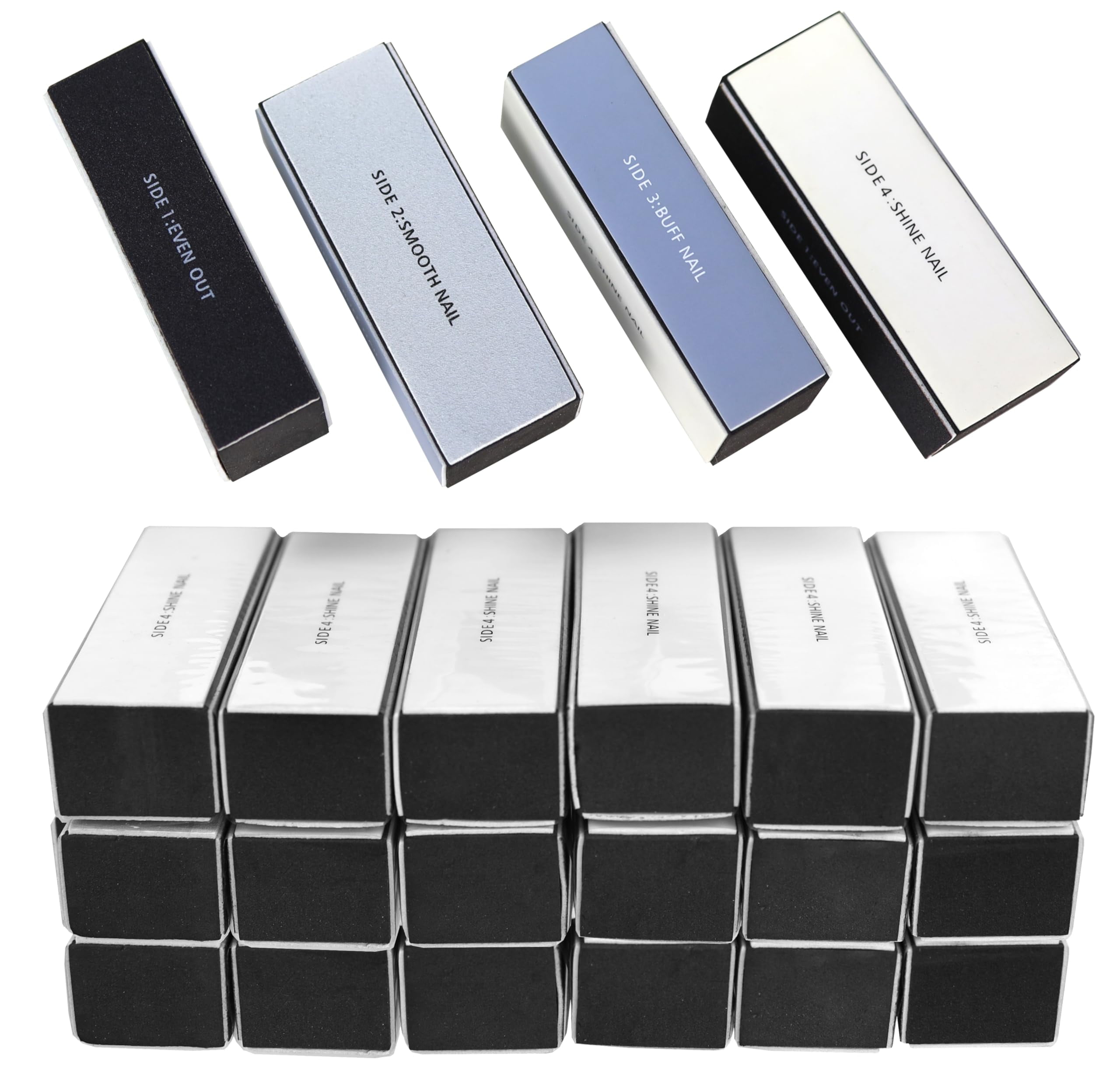 Iconikal 4-Way Fingernail Buffer Block, Gray/Black, 18-Pack, for ...