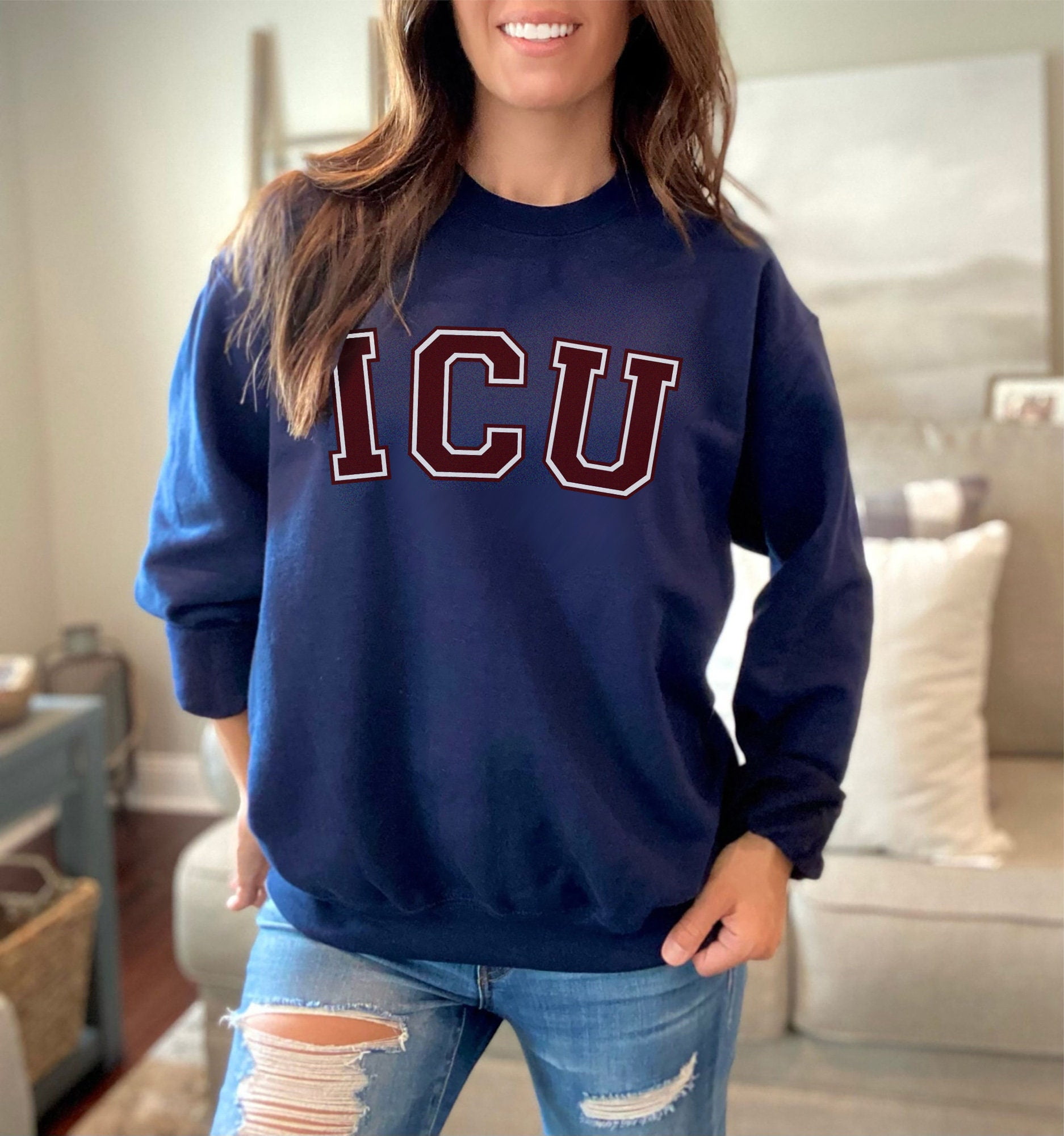 Icu College University Sweatshirt, Icu Nurse Shirt, Intensive Care Unit ...