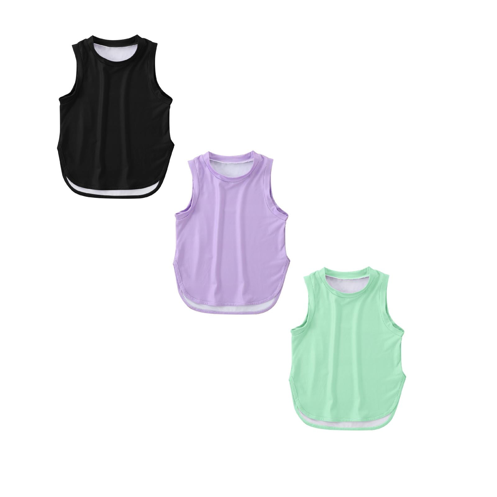 Icvfdpl 3PCS Girls Fashion Tops Kids Summer Athletic Solid Color Tank ...