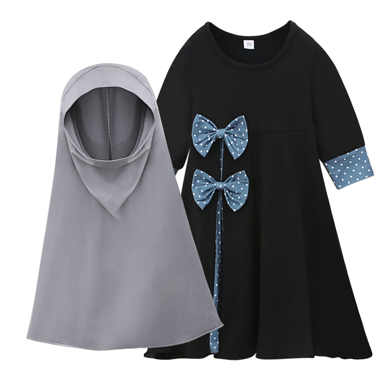 Icvfdpl Kids Girls Summer Outfits Ramadan Abaya With Hijab Full Length ...