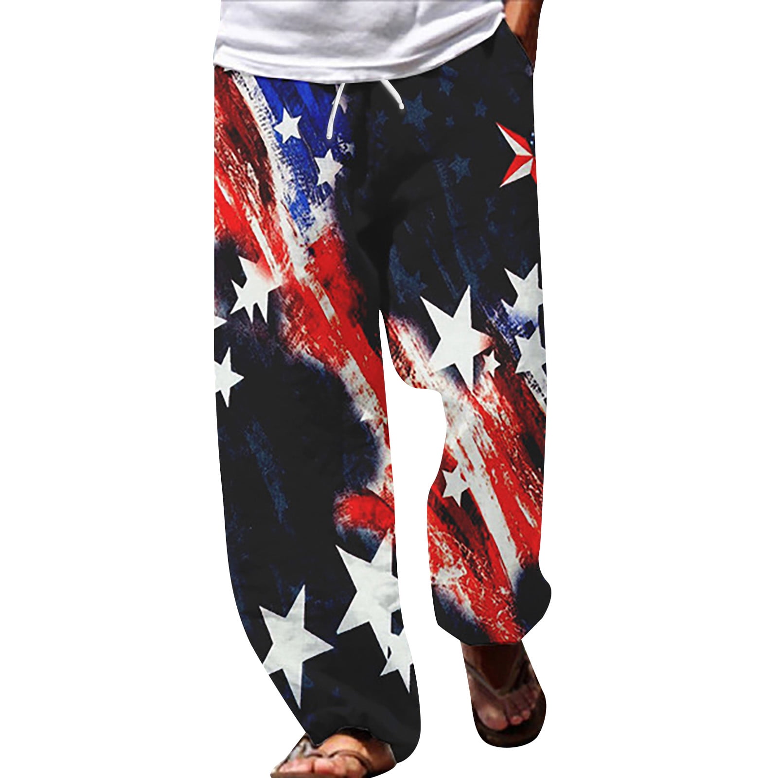 Icvfdpl Mens Casual Pants American Flag Patriotic For 4Th Of July ...
