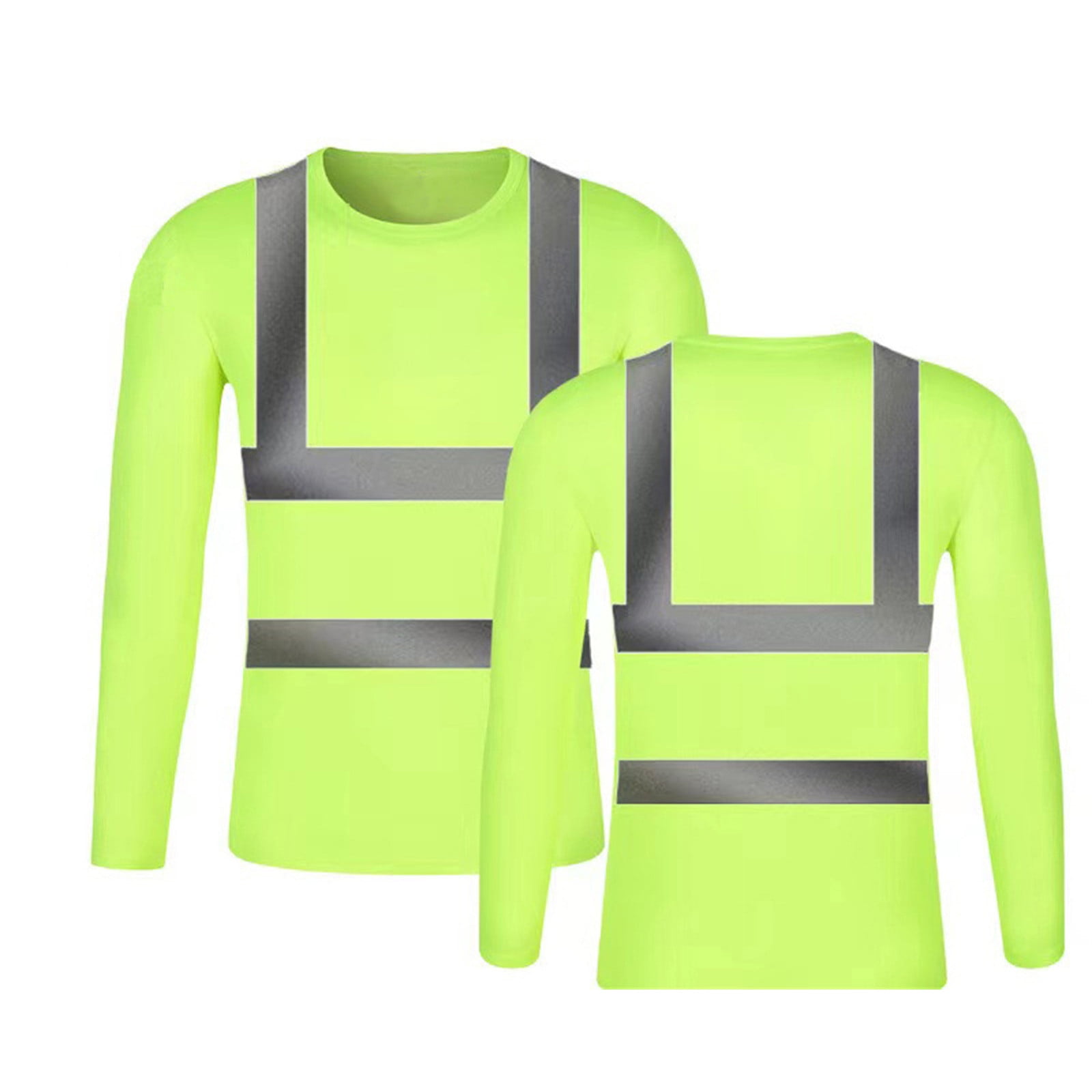Icvfdpl Mens High Vis Reflective T Shirts Long Sleeve Breathable Fast ...