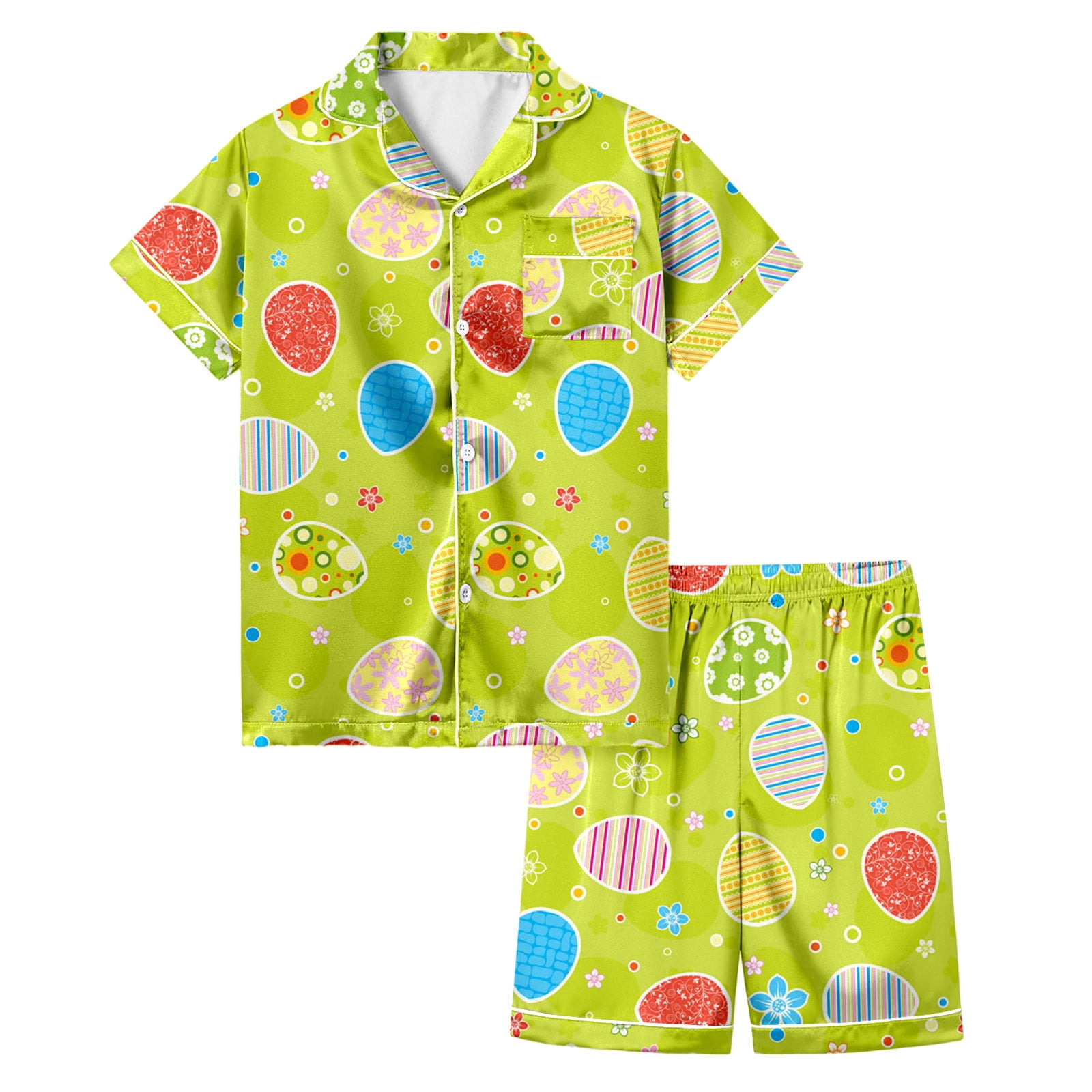 Icvfdpl Teen Girl Easter Pajamas Easter Egg Painted Home Outfit With ...