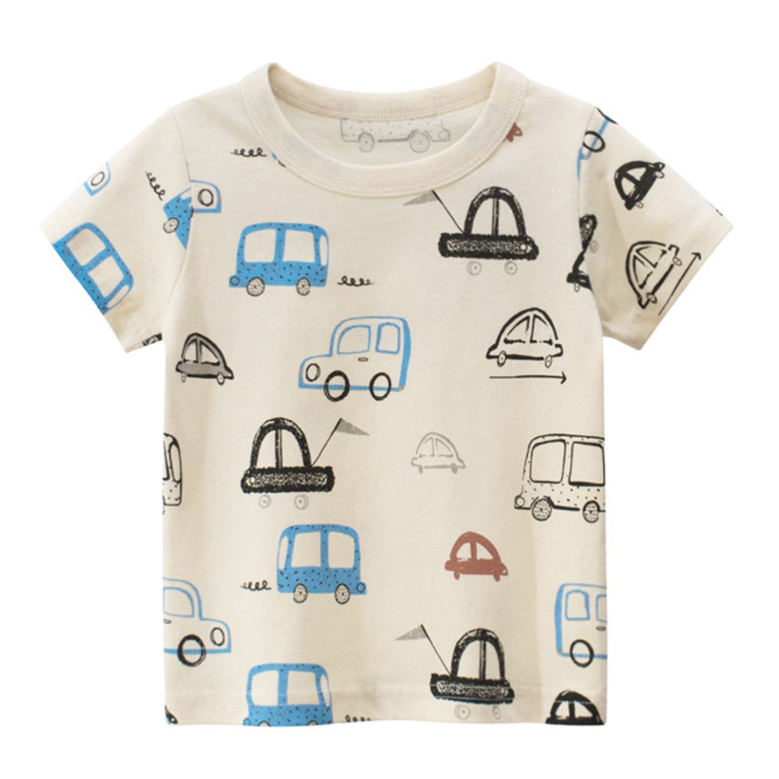 Icvfdpl Toddler Boys Shirts Crew Neck Short Sleeve Cars Print Tops ...