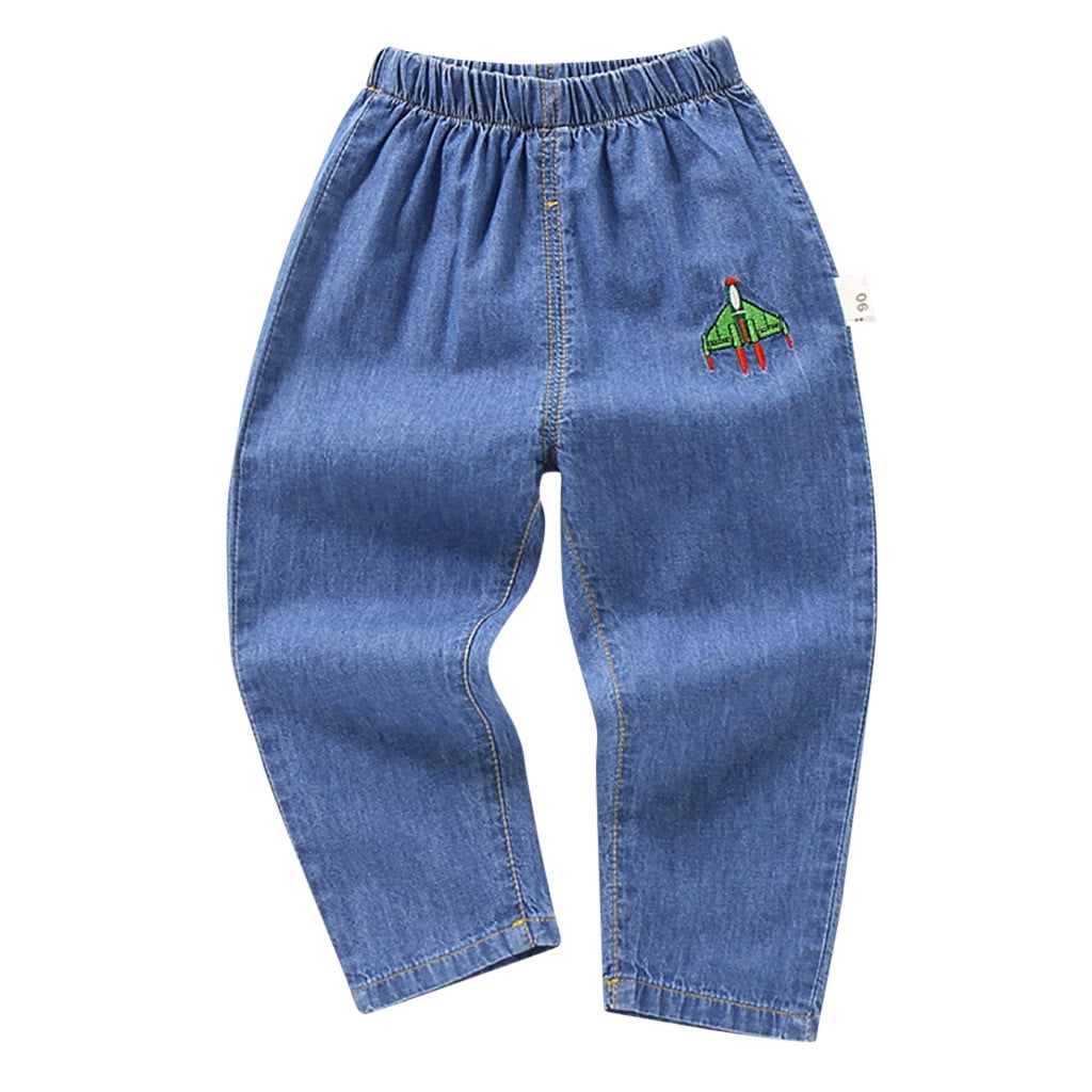Icvfdpl Toddler Boys Summer Pants Children Girl Cartoon Hole Denim Long ...