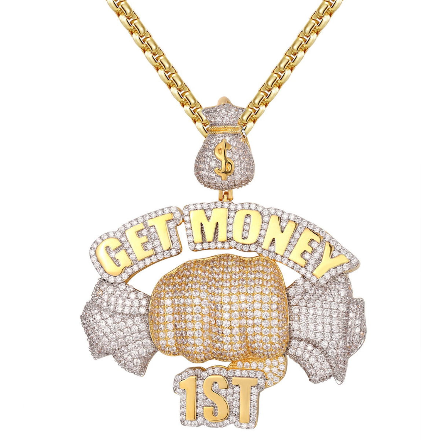 Icy Get Money First Dollar Bill Money Bag Hip Hop Pendant - Walmart.com