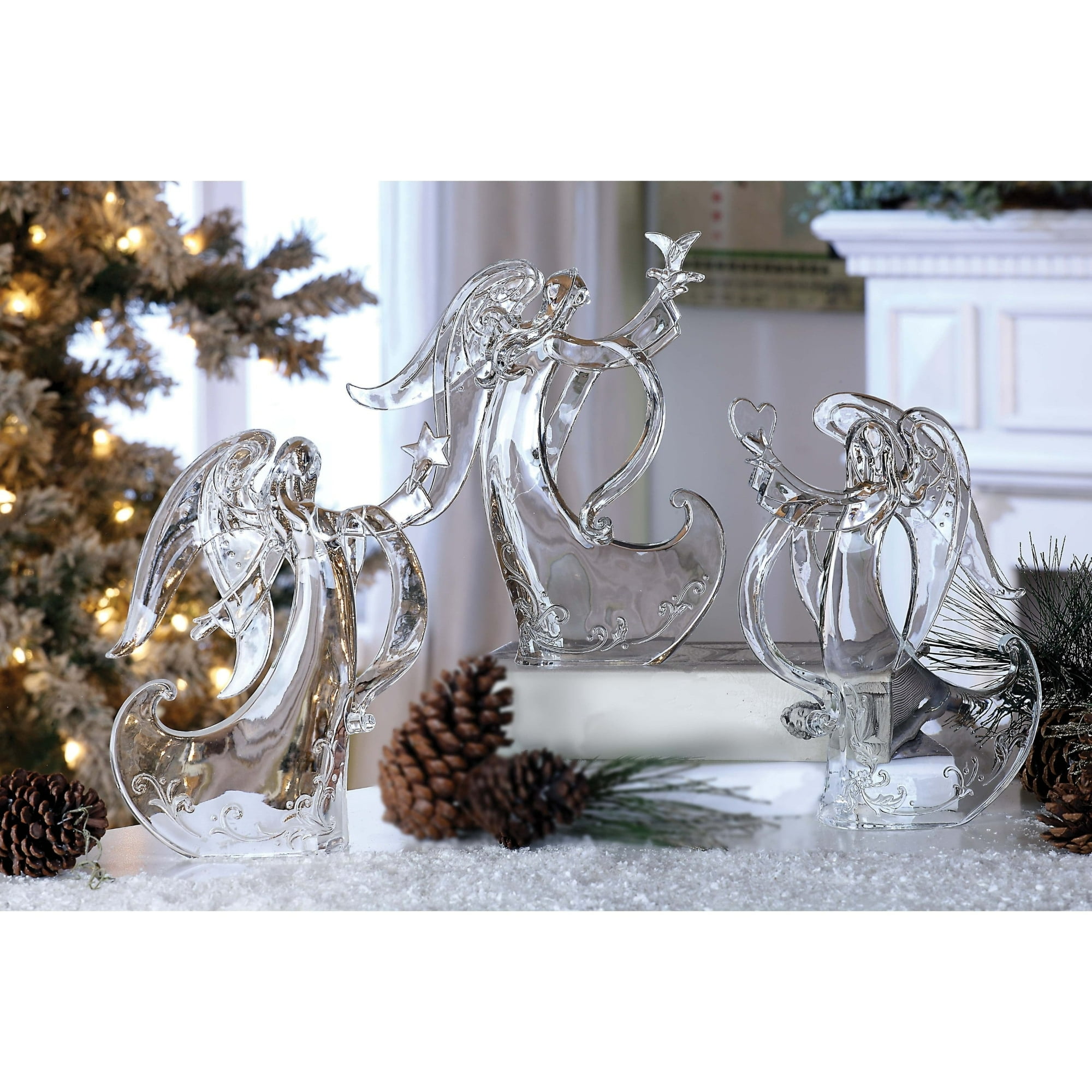 Winged Angel with Floral Dress Christmas Figurines - 11" - Set of 6 ...