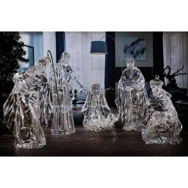 Icy Giftware 15" Clear Christmas Contemporary String LED Nativity Set ...