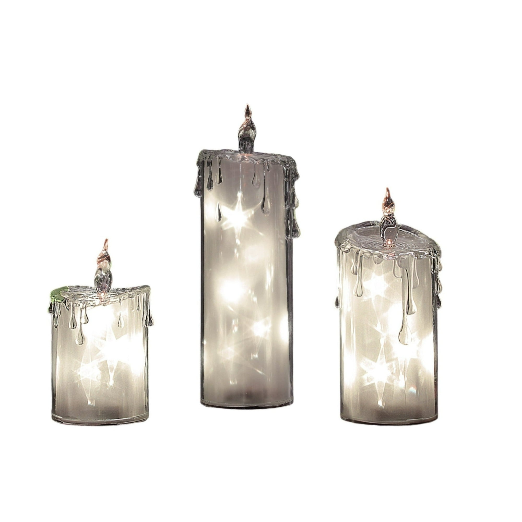 Icy Giftware LED Lighted Frosted Star Candles - 9.5" - Clear - Set of 6 ...