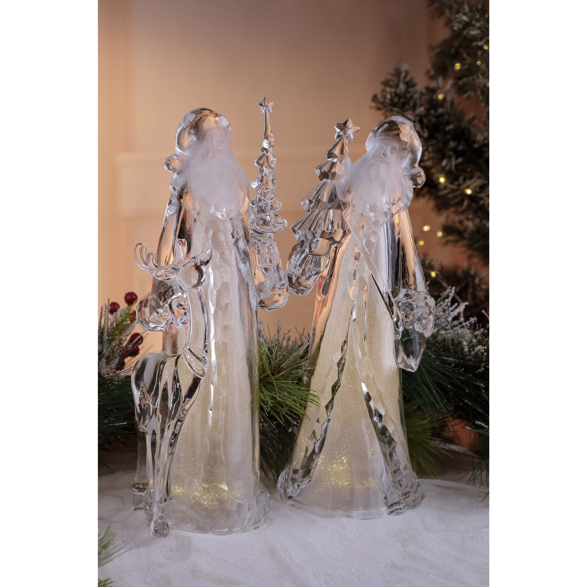 Icy Giftware LED Santa Claus Xmas Decorations with Golden Glitter ...