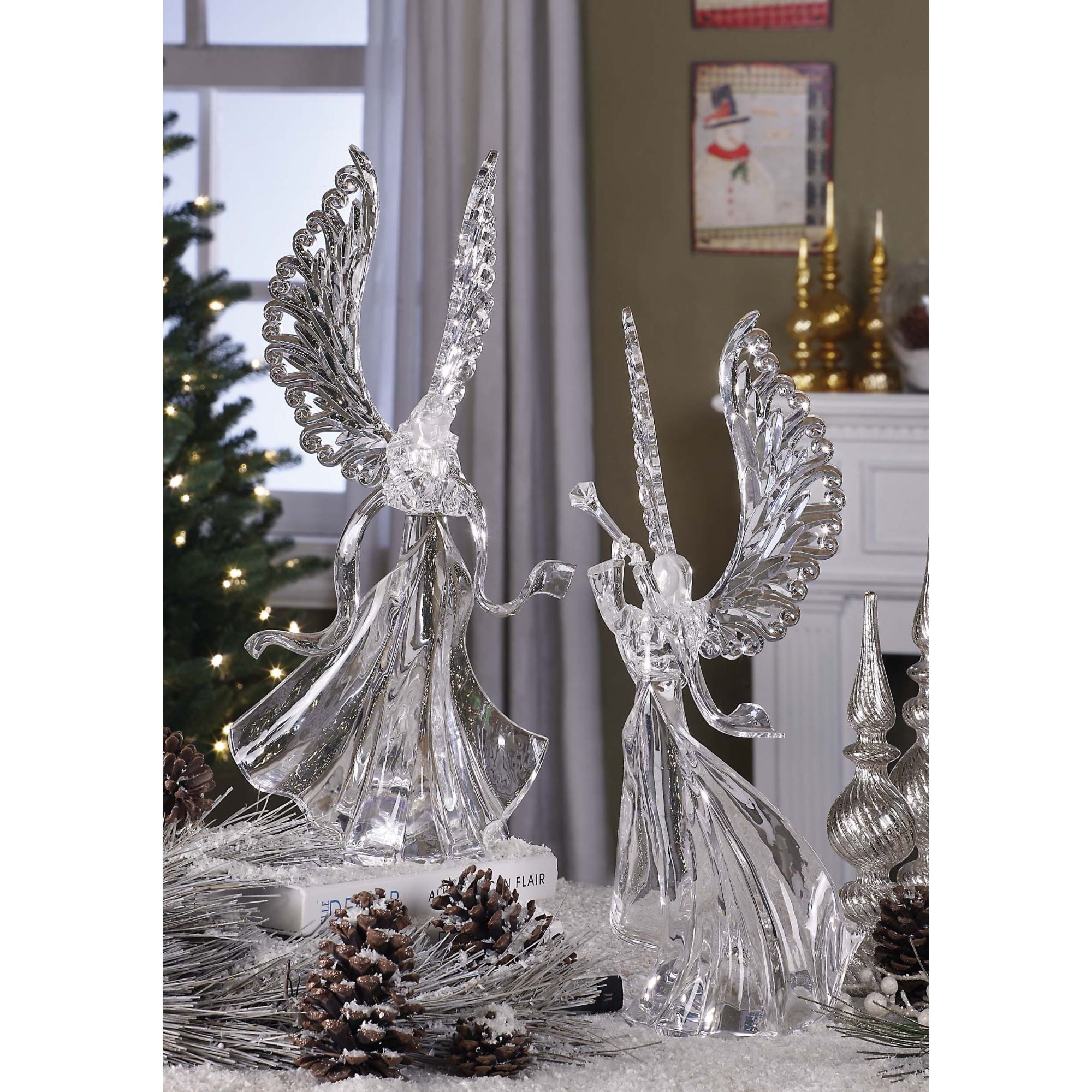 Icy Giftware Set of 2 Clear Volute Angel Christmas Tabletop Decor 18.75 ...