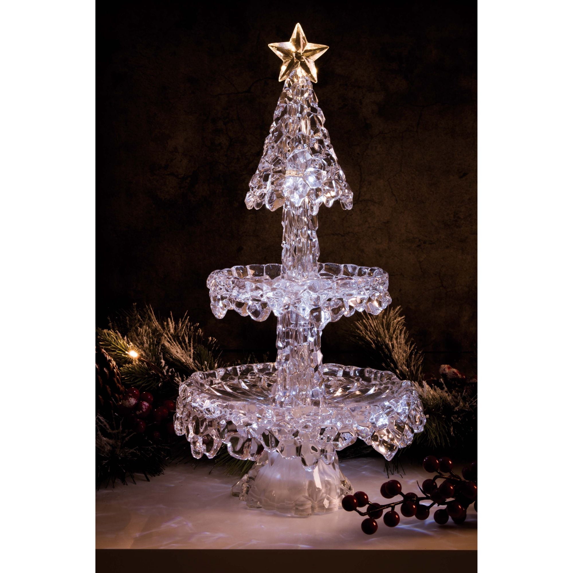 Icy Giftware Set of 2 Clear and White Christmas Themed Two-Tier Fruit ...