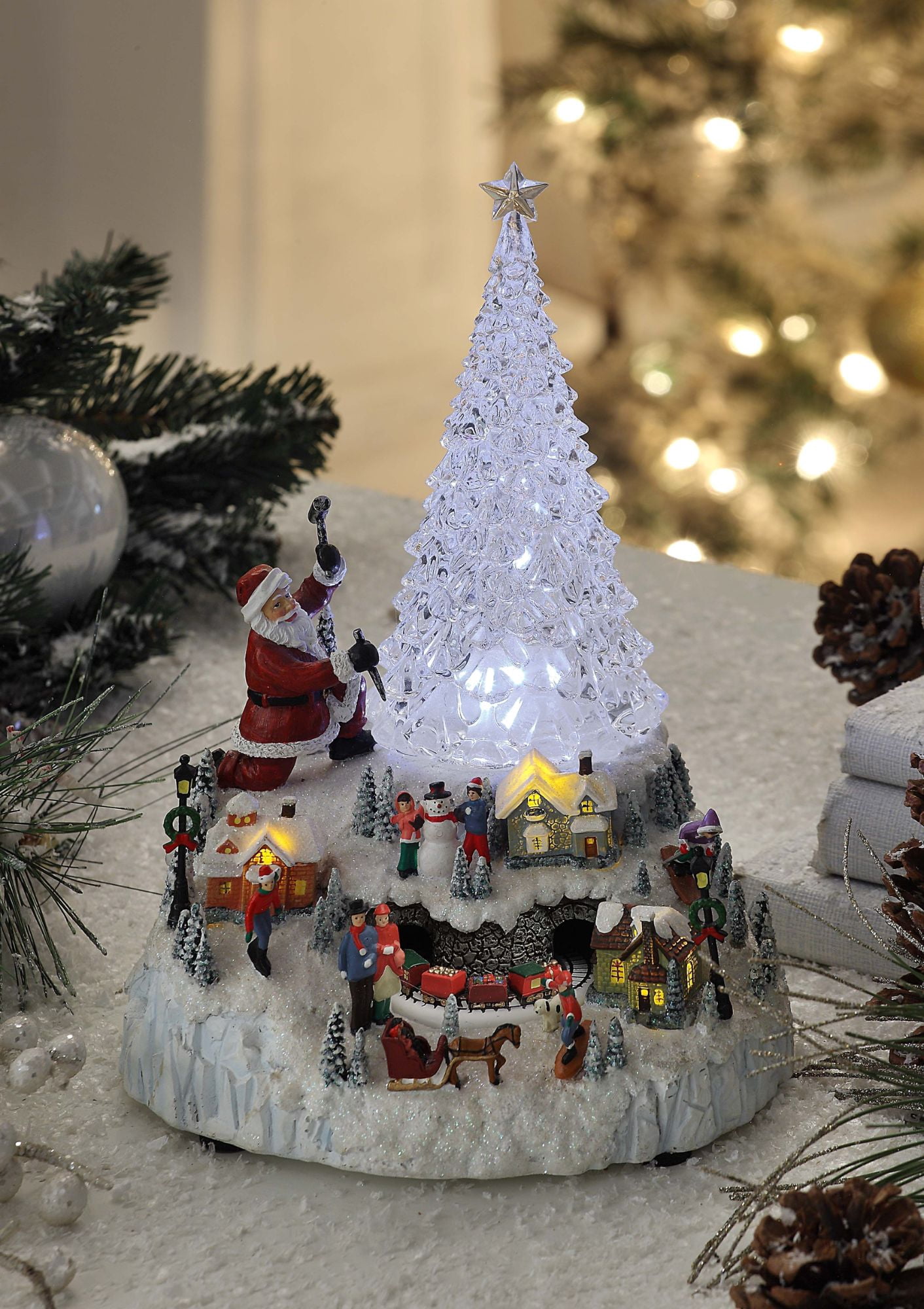 Icy Giftware Set of 2 Clear and White Tree Ice Sculpture Tabletop Decor ...