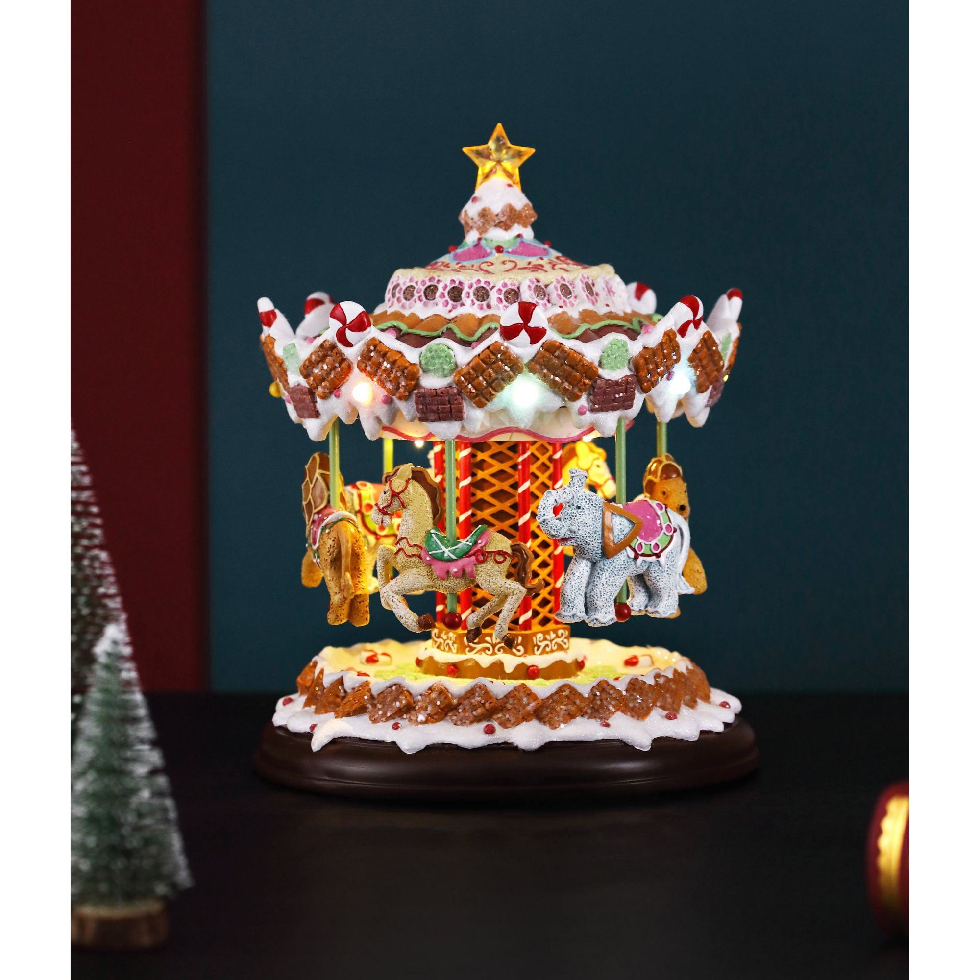 Icy Giftware Musical LED Lighted Candy Land Carousel Christmas ...