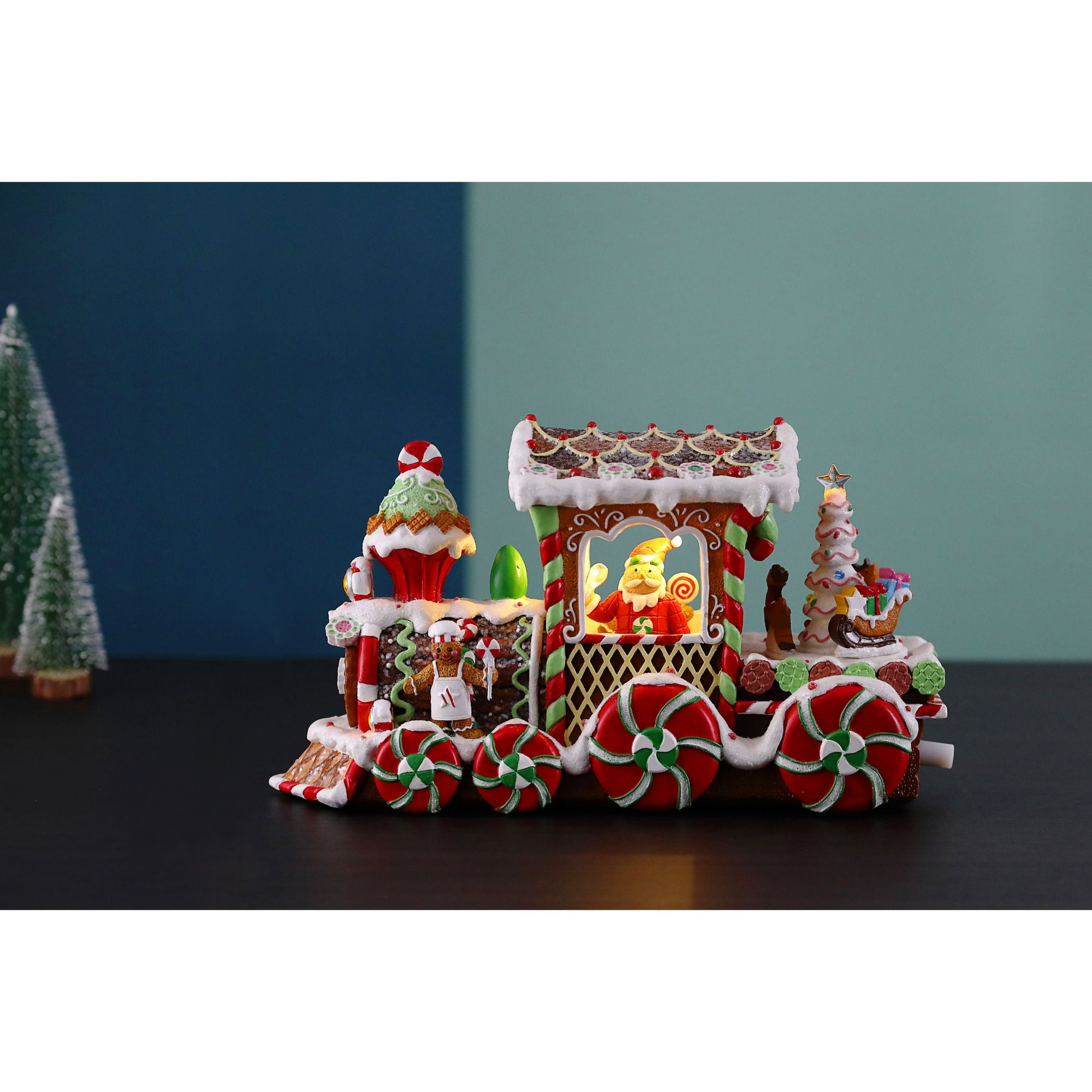 Icy Giftware Set of 2 Musical LED Lighted Candy Land Train Christmas ...