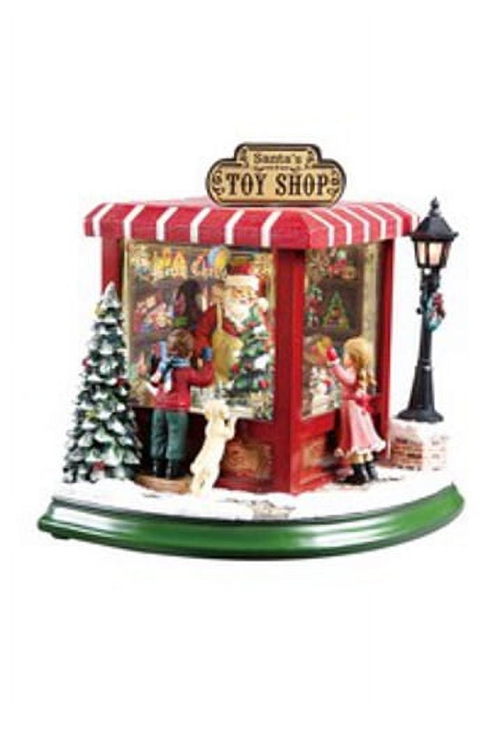 Icy Giftware Set of 2 Red and Green Animated Musical Santa Toy Shop ...