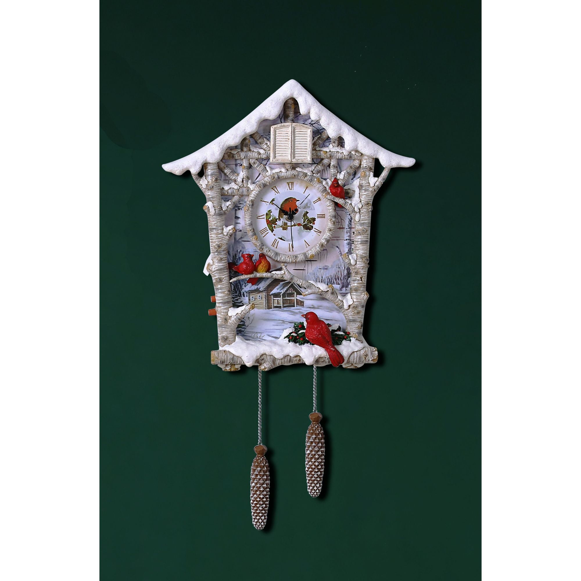 Icy Giftware Cardinal Christmas Cuckoo Wall Clock - 15" - Walmart.com