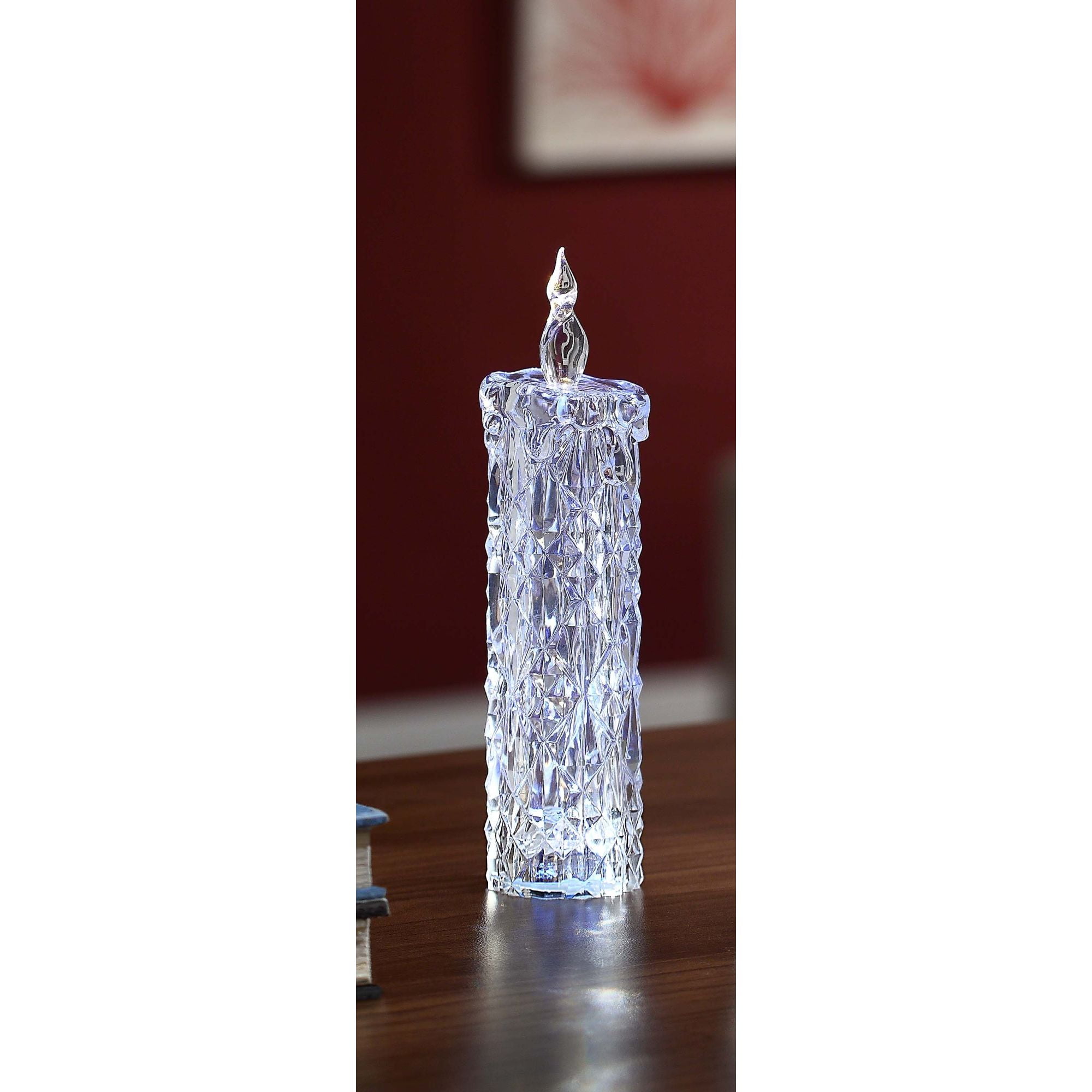 Icy Giftware Set of 3 Clear Diamond Cut Bi-Color LED Candle 7.5 ...