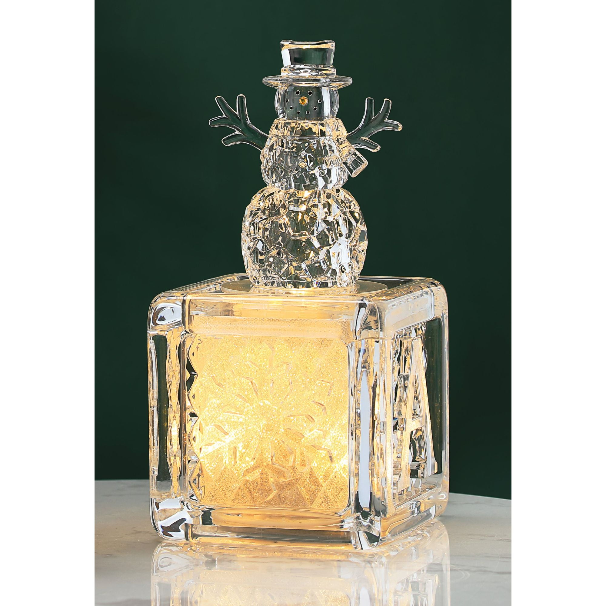 Icy Giftware LED Lighted Ice Cube Snowman Christmas Figurine ...