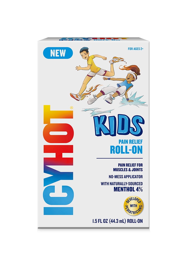 Icy Hot Kids Muscle & Joint Pain Relief No Mess, Roll-On Liquid with ...