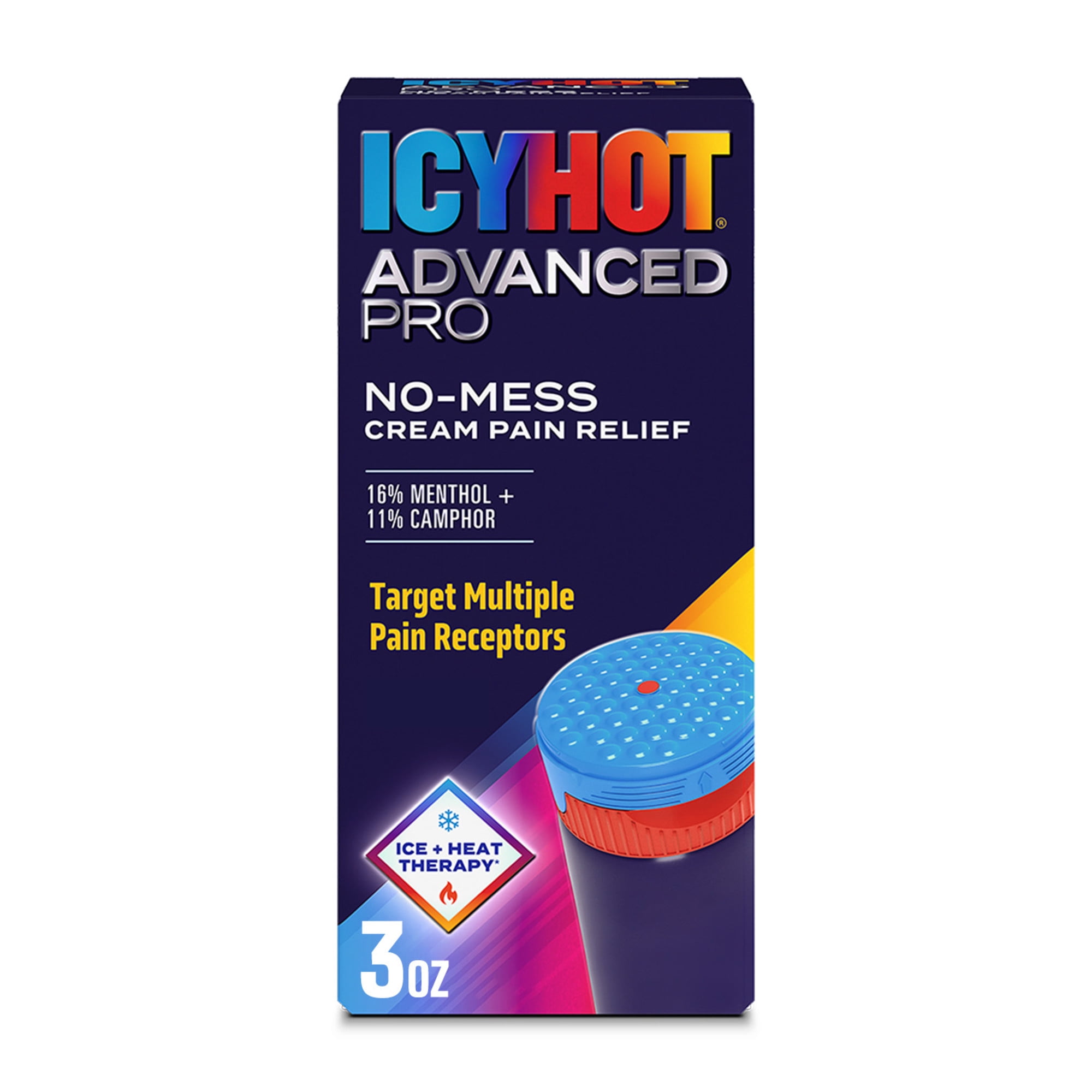 Icy Hot Advanced PRO Pain Relief No-Mess Cream With Massaging ...