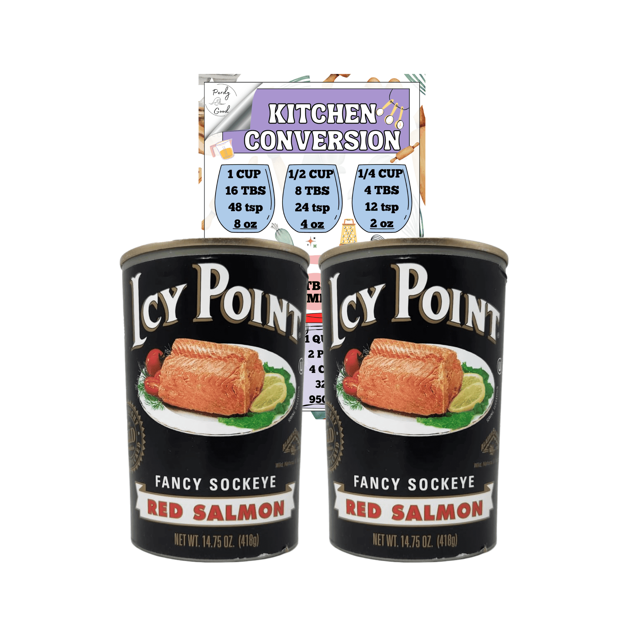 Icy Point Alaska Red Salmon, 14.75oz Cans (Pack of 2) with Kitchen ...