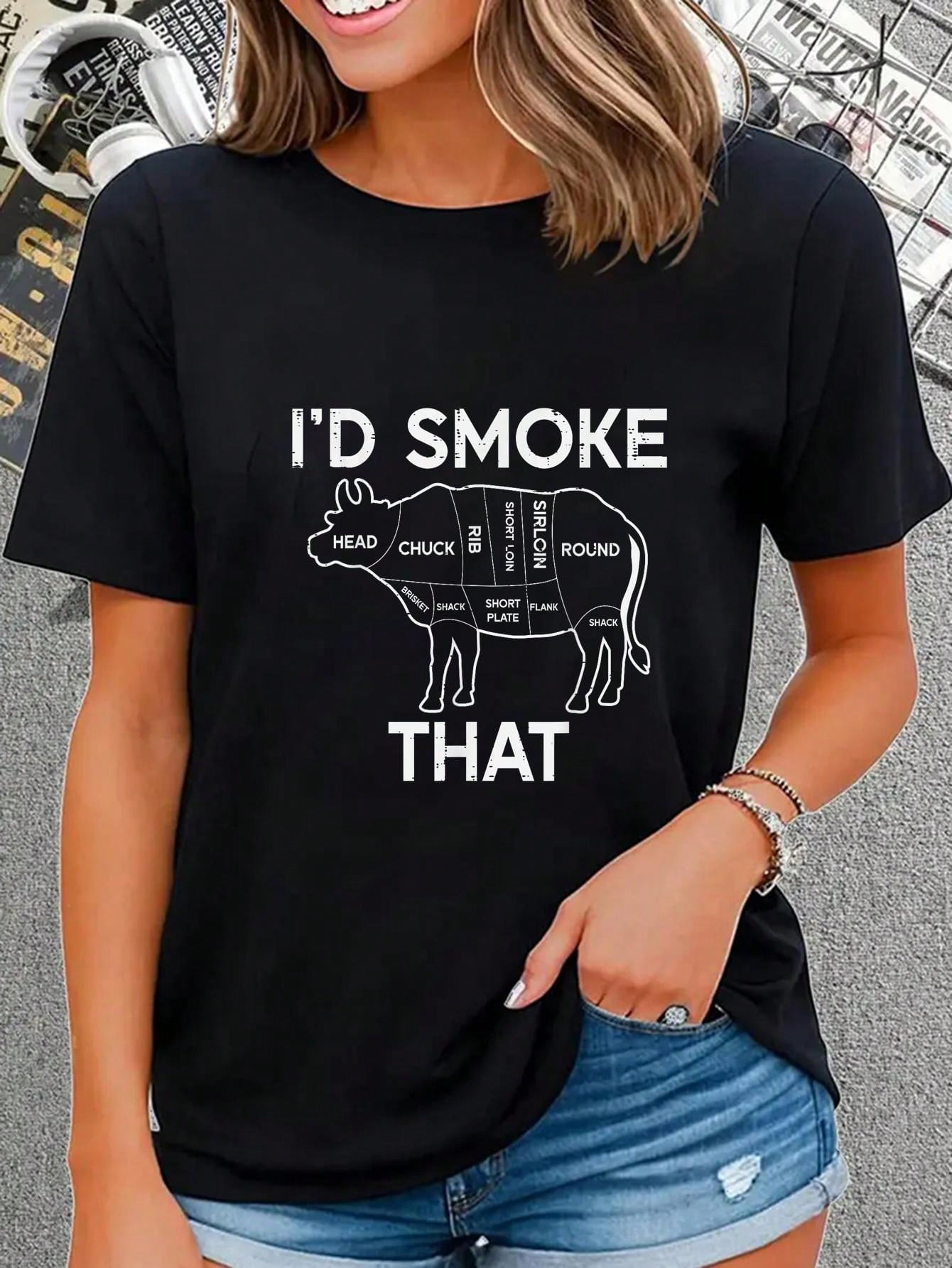 Id Grill That Cow Beef Meat Chart Bbq Barbecue Grill Butcher T-Shirt ...