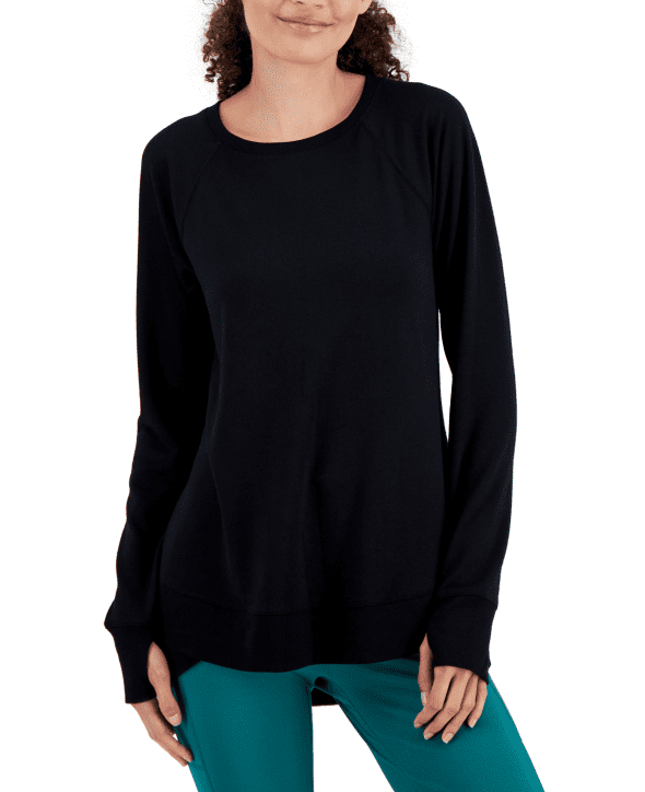 Id Ideology Women's Active Butter French-Terry Long-Sleeve Thumbhole Tunic Top, Small - Walmart.com