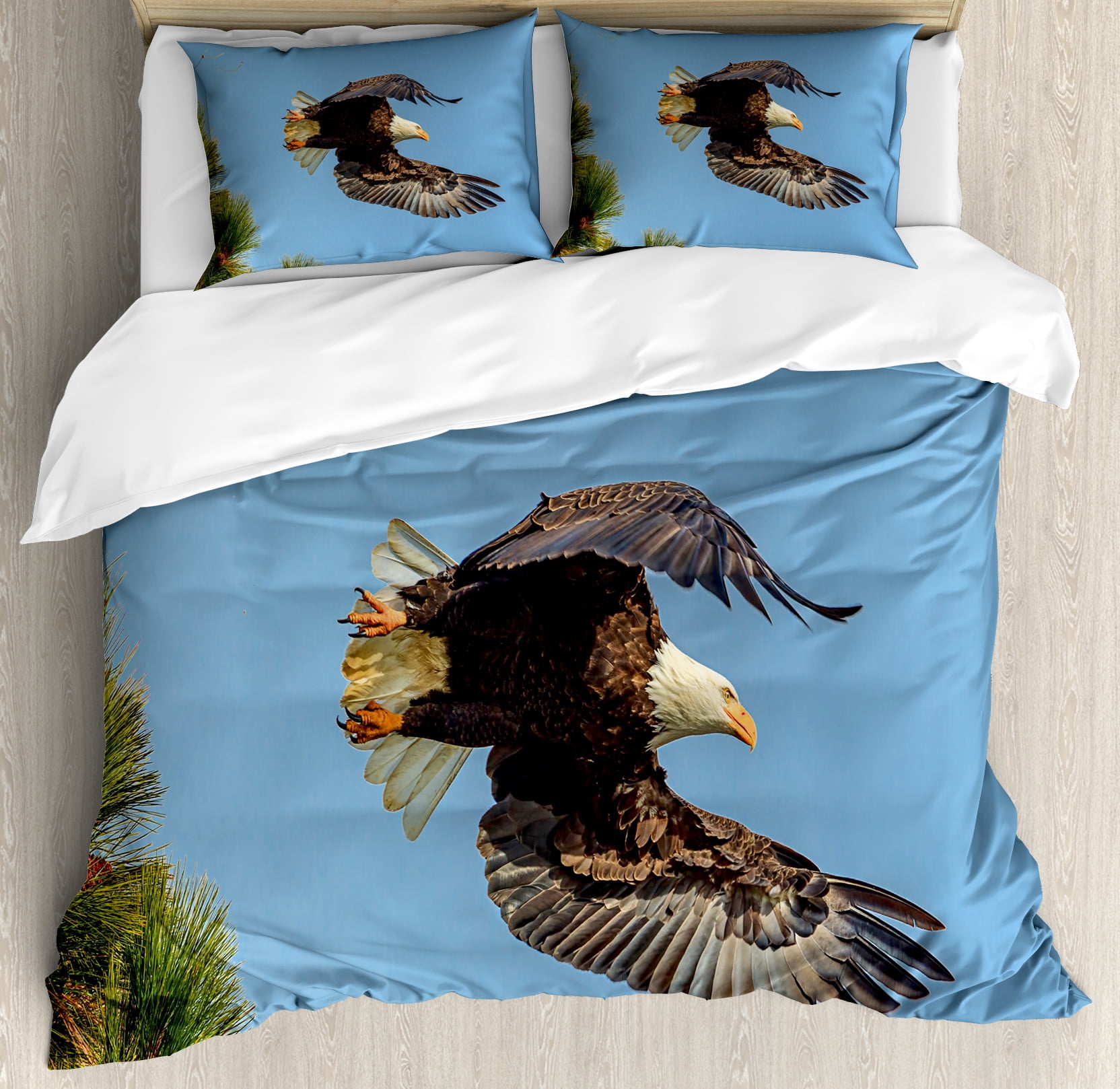 Idaho Duvet Cover Set, American Bald Eagle Coeur d'Alene Wildlife Bird ...
