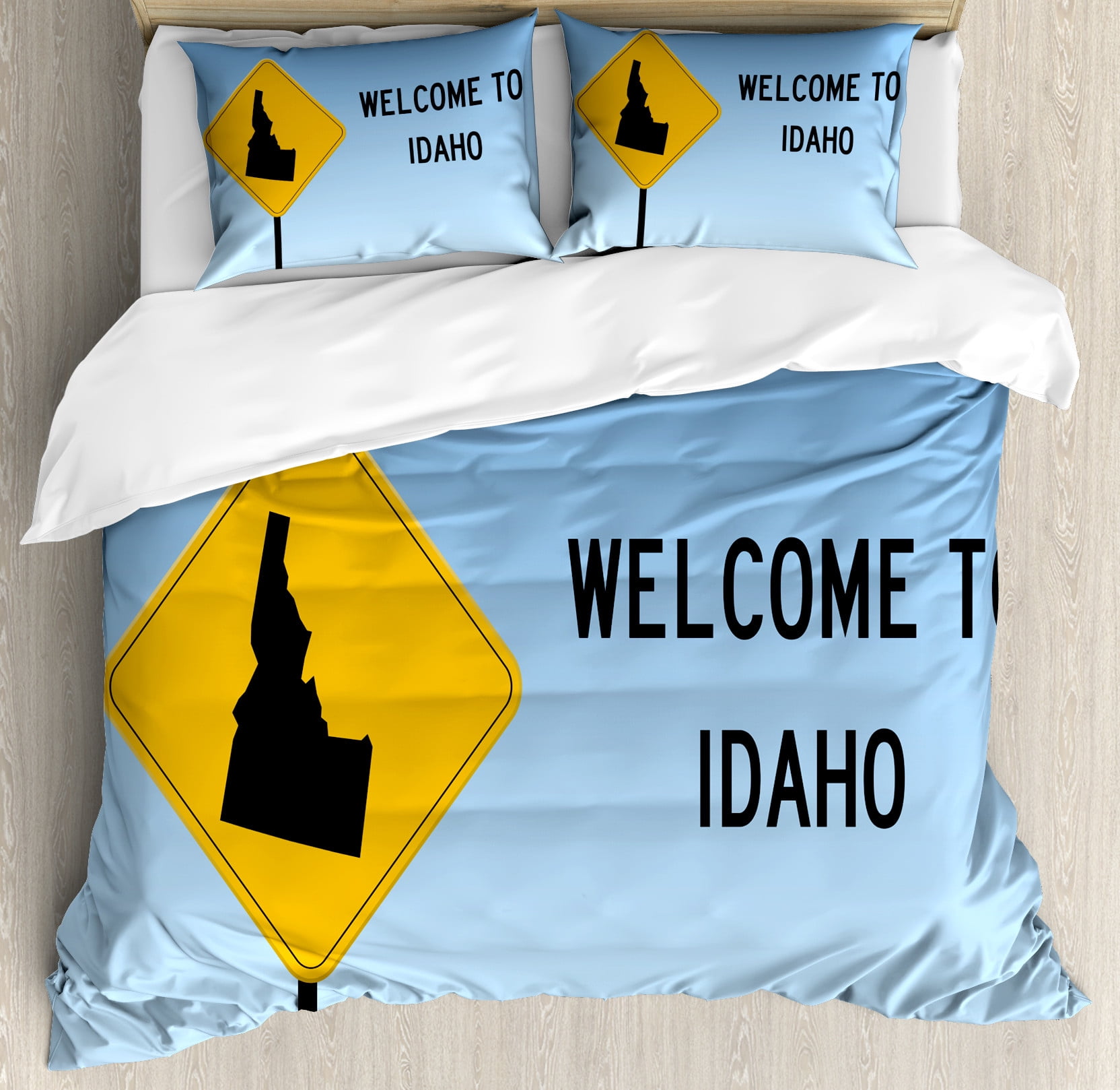 Idaho Duvet Cover Set, Gem State Welcome Sign Clear Sky Inspire ...