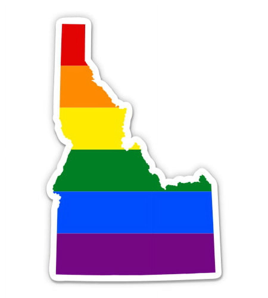 Idaho Gay Flag State Shape Rainbow Pride LGBT - 5" Vinyl Sticker - For ...