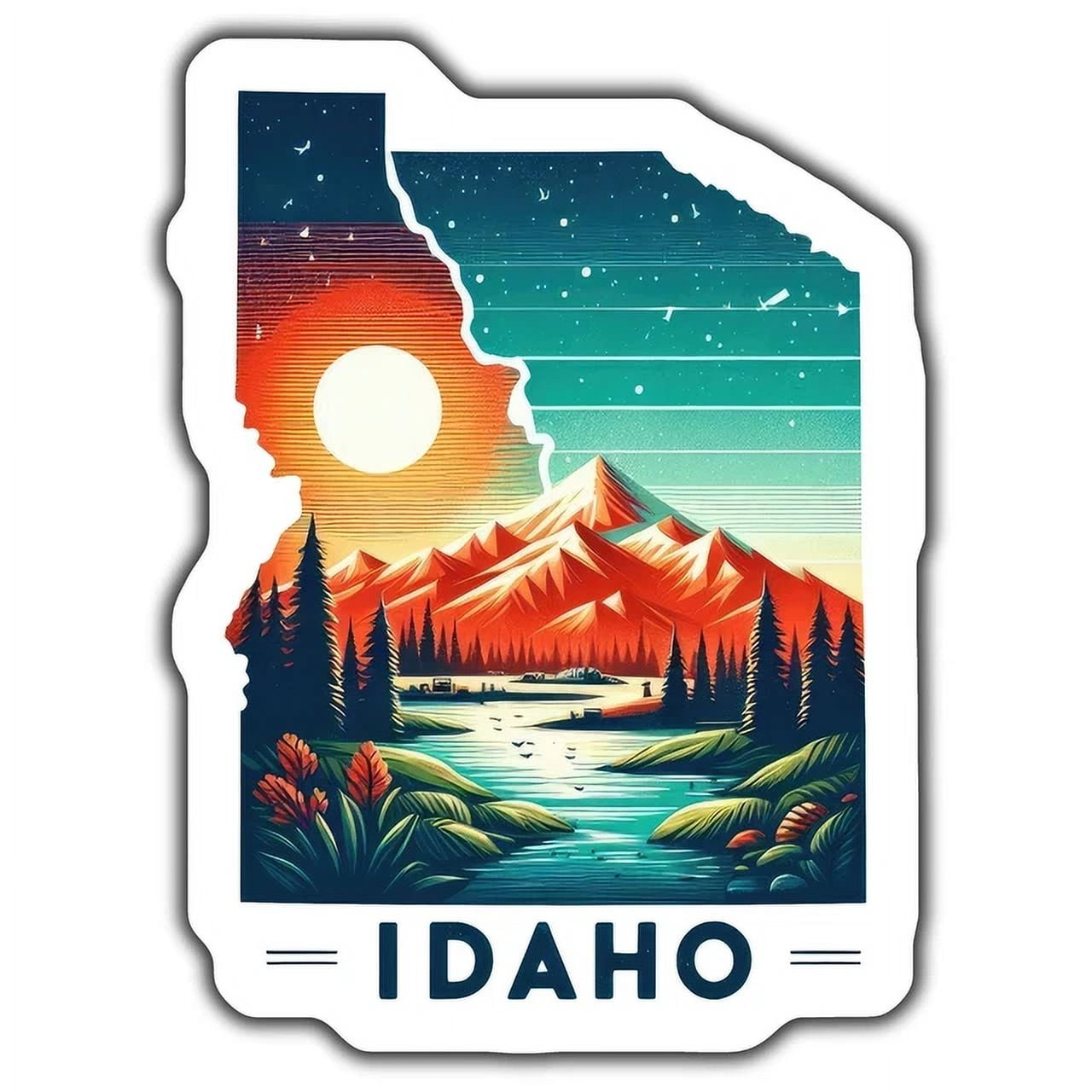 Idaho Mountain Sunset Sticker, Nature Landscape Decal, Outdoor ...