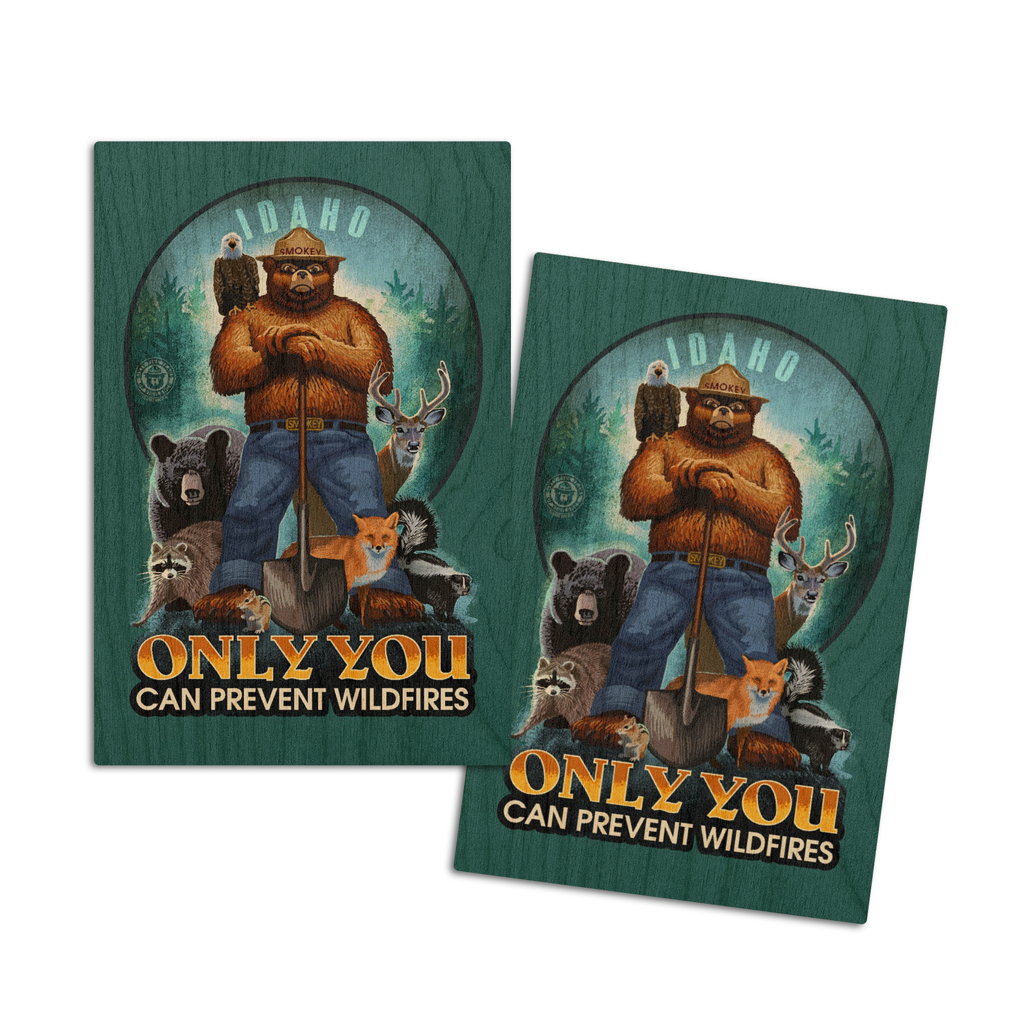 Idaho, Smokey Bear, Only You Can Prevent Wildfires, Contour (4x6 Birch ...