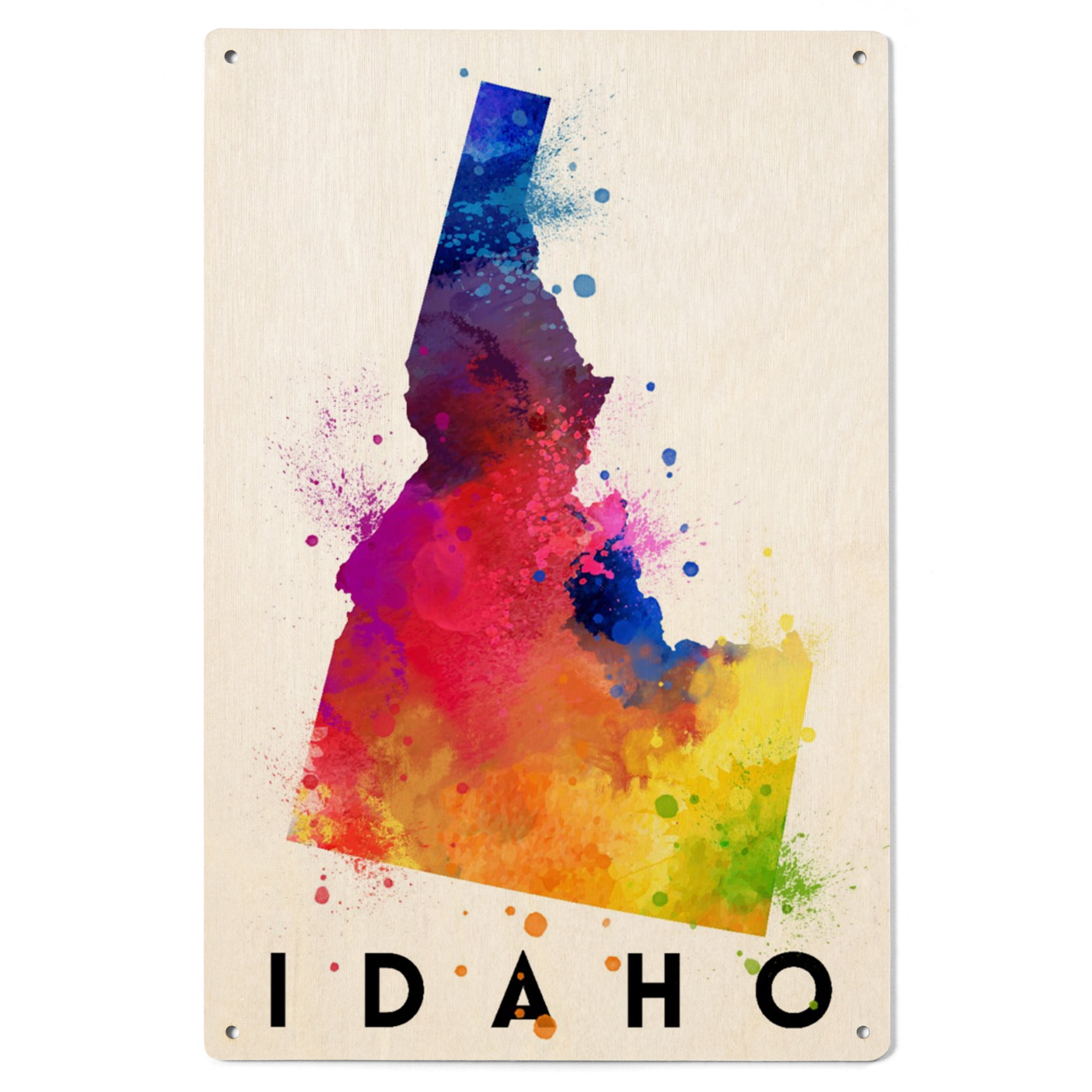 Idaho, State Abstract Watercolor Birch Wood Wall Sign (6x9 Rustic Home ...