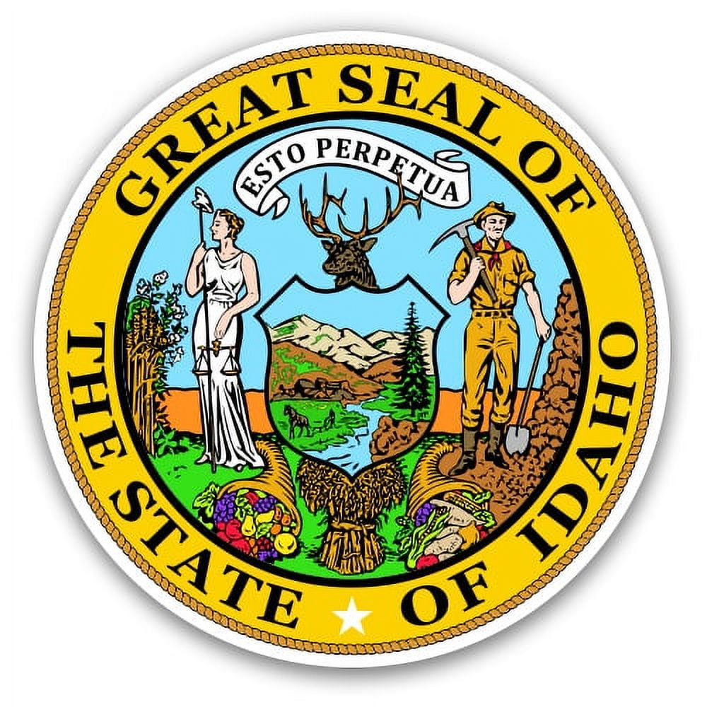 Idaho State Seal - 3" Vinyl Sticker - For Car Laptop Water Bottle Phone ...