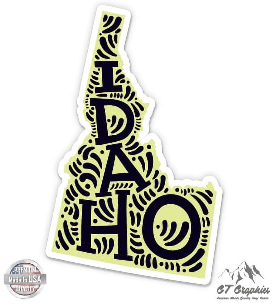 Idaho State Shape Cute Letters Native Local - 5" Vinyl Sticker - For ...