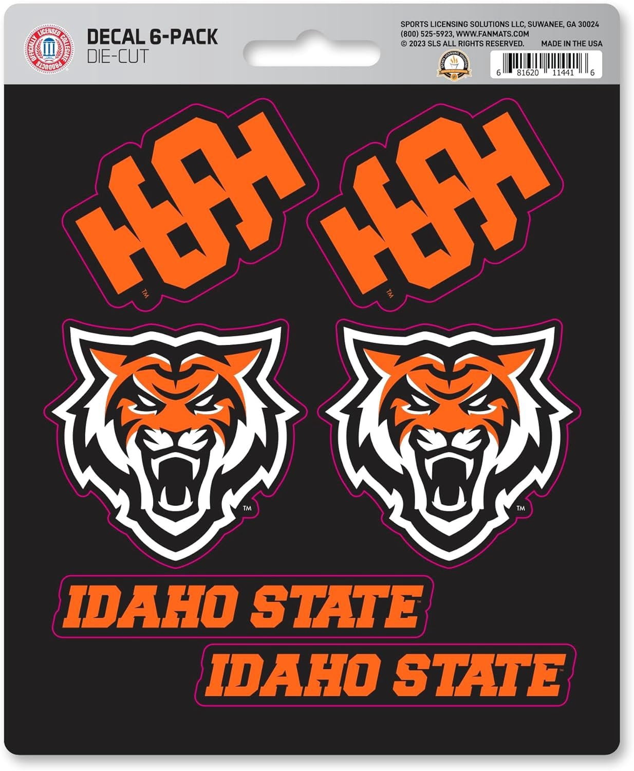 Idaho State University Bengals 6-Piece Decal Sticker Set, 5x6 Inch ...