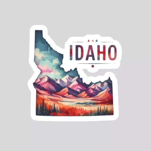 Idaho Sticker American Flag State Outline Novelty Laptop Mountains ...